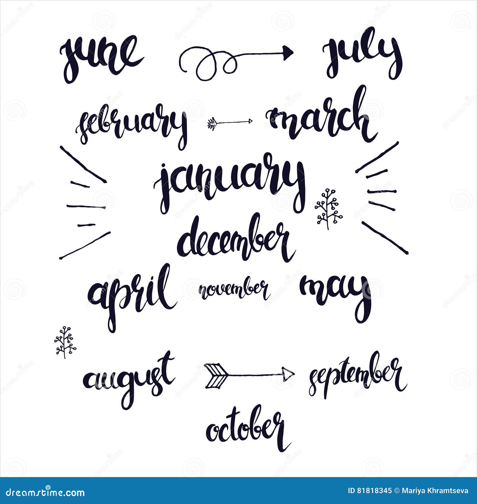 Months lettering stock vector. Illustration of isolated - 81818345