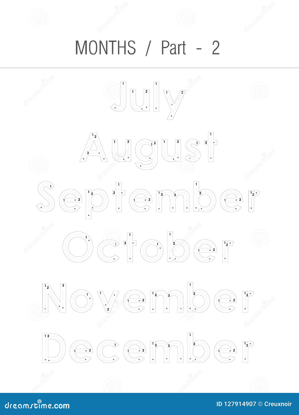 Months Of The Year Tracing Worksheets