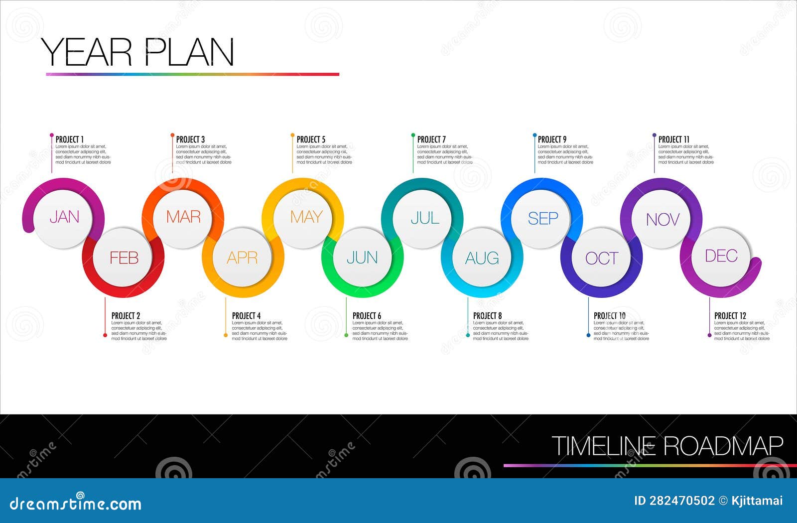 12 Months Projects Year Plan Stock Illustration - Illustration of ...