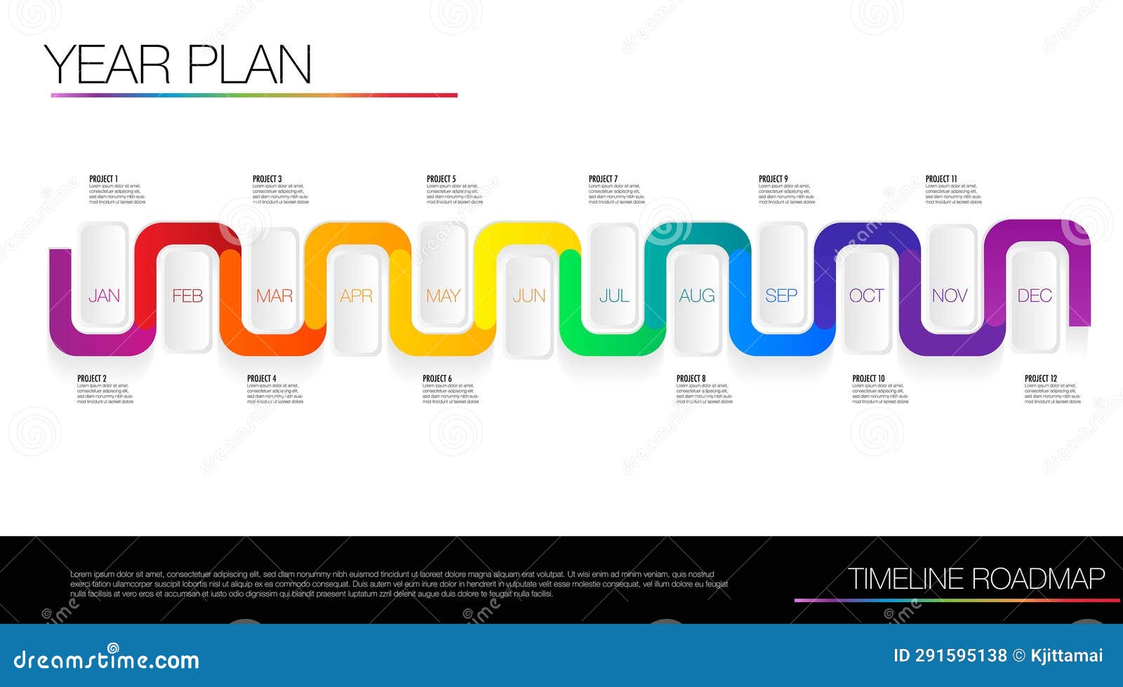 12 Months Projects Year Plan Template Stock Illustration - Illustration ...
