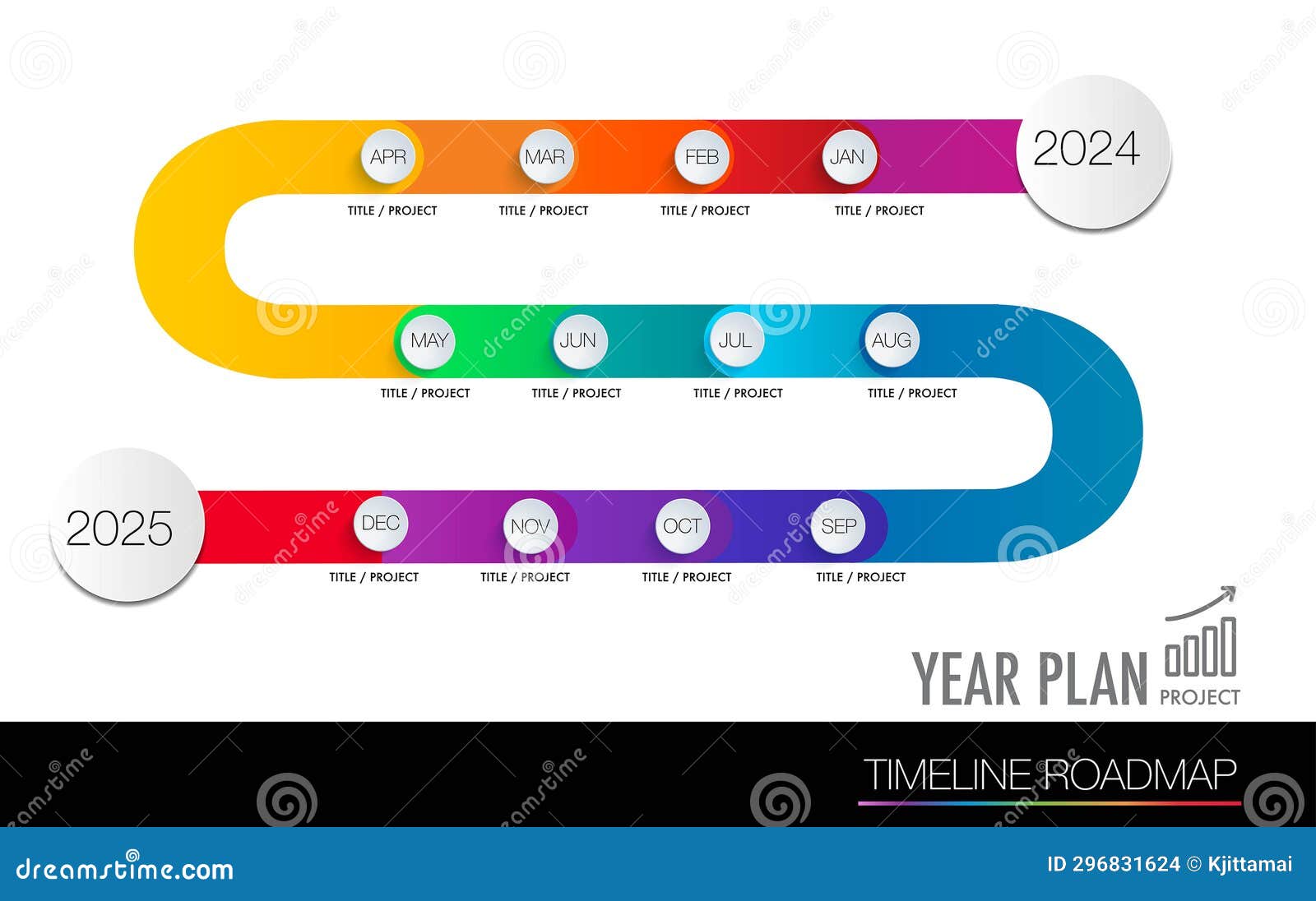 12 Months Projects Year Plan for Presentation. Stock Illustration ...