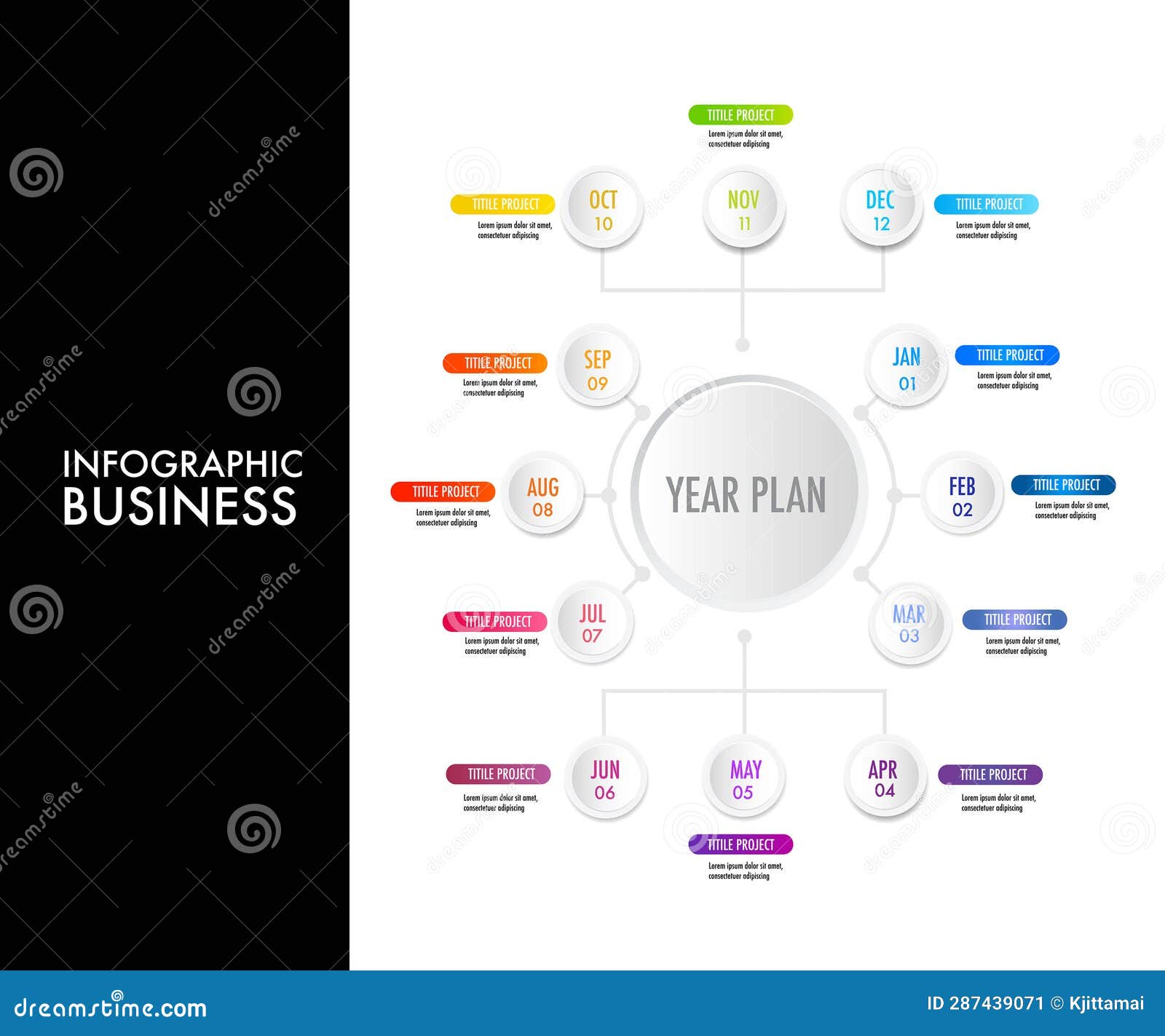 12 Months Projects Year Plans Template Stock Illustration ...
