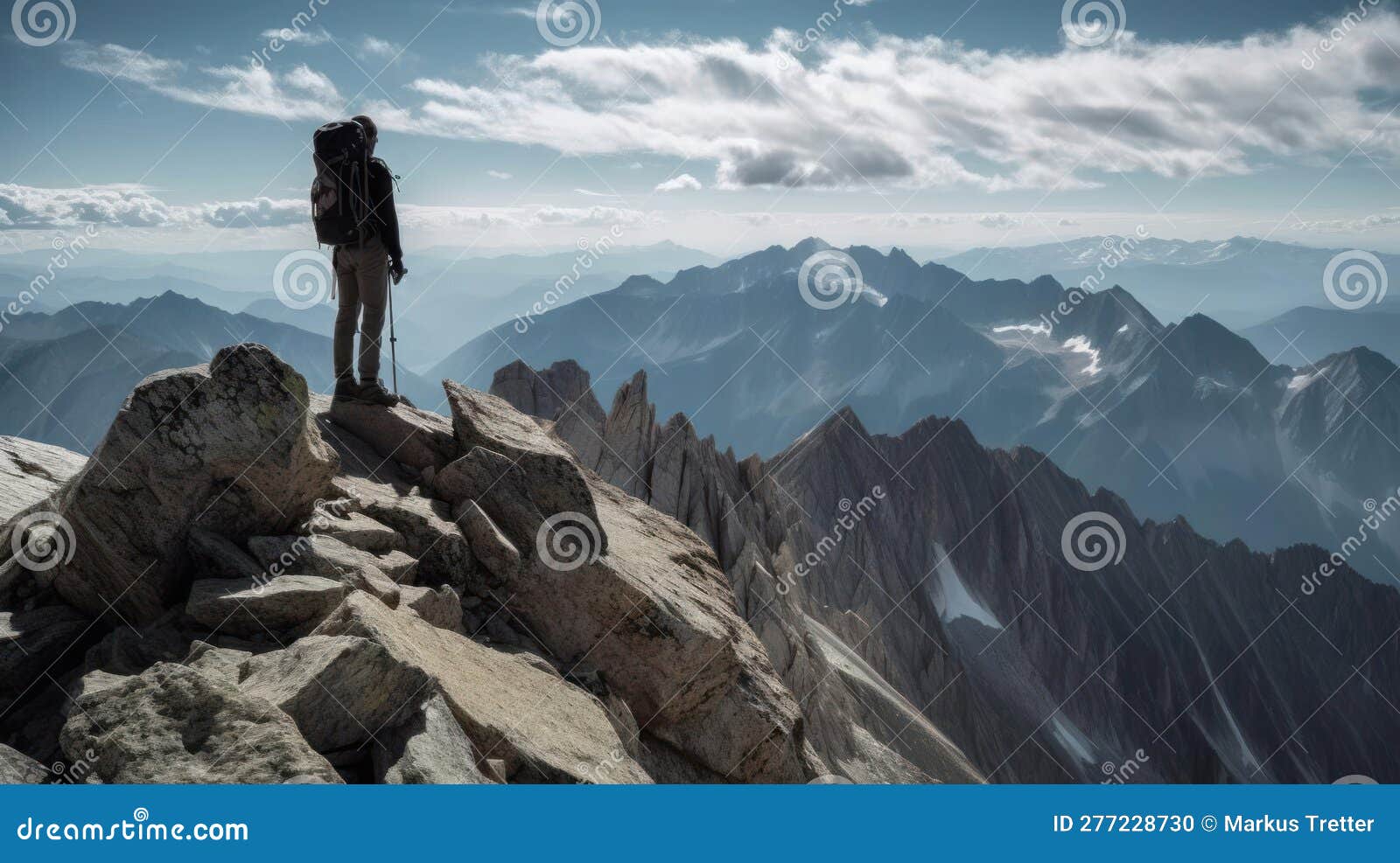 A Mountain Climber Reaching the Summit of a Peak Created with ...