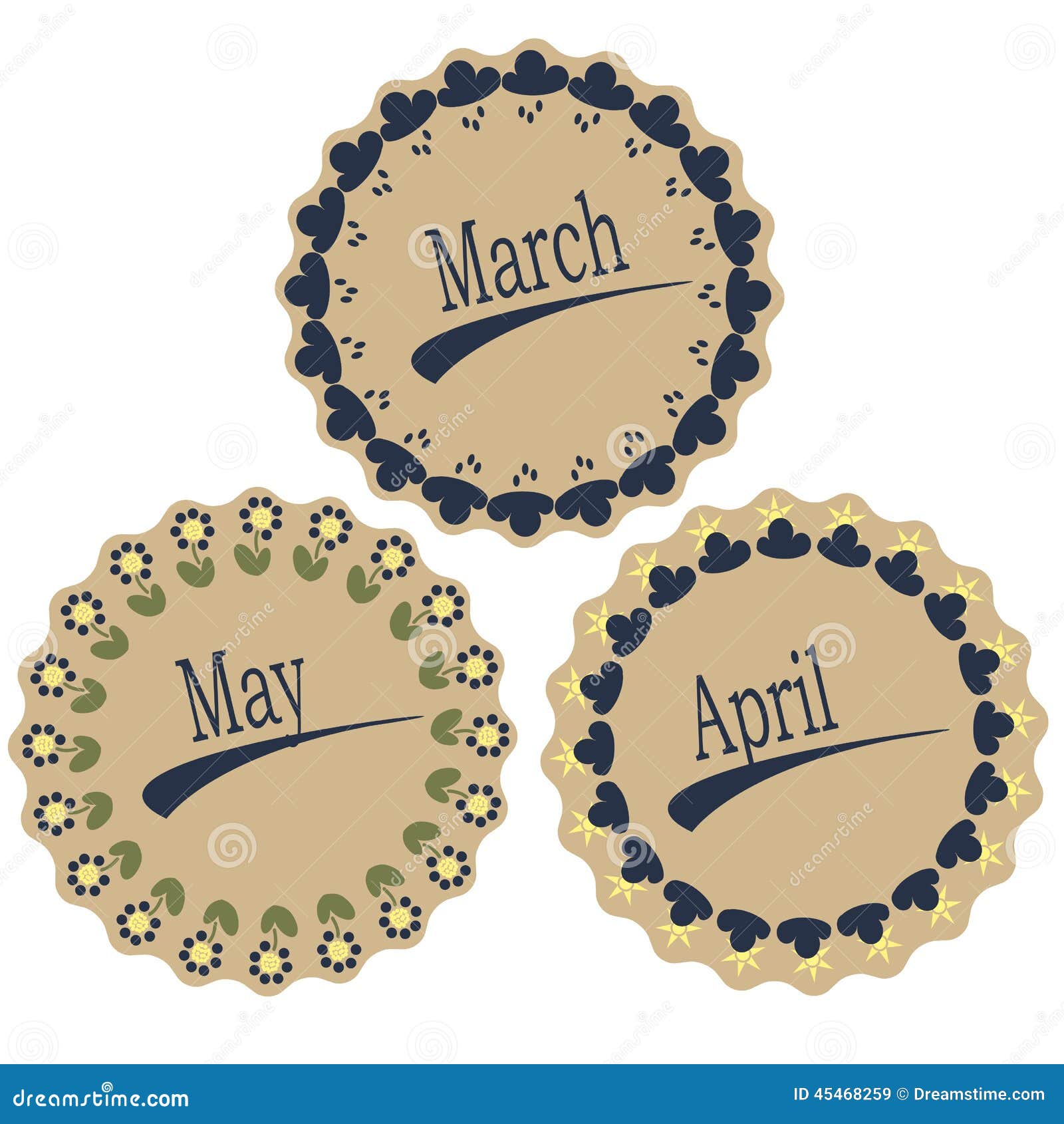 The months of spring stock vector. Illustration of leaf - 45468259