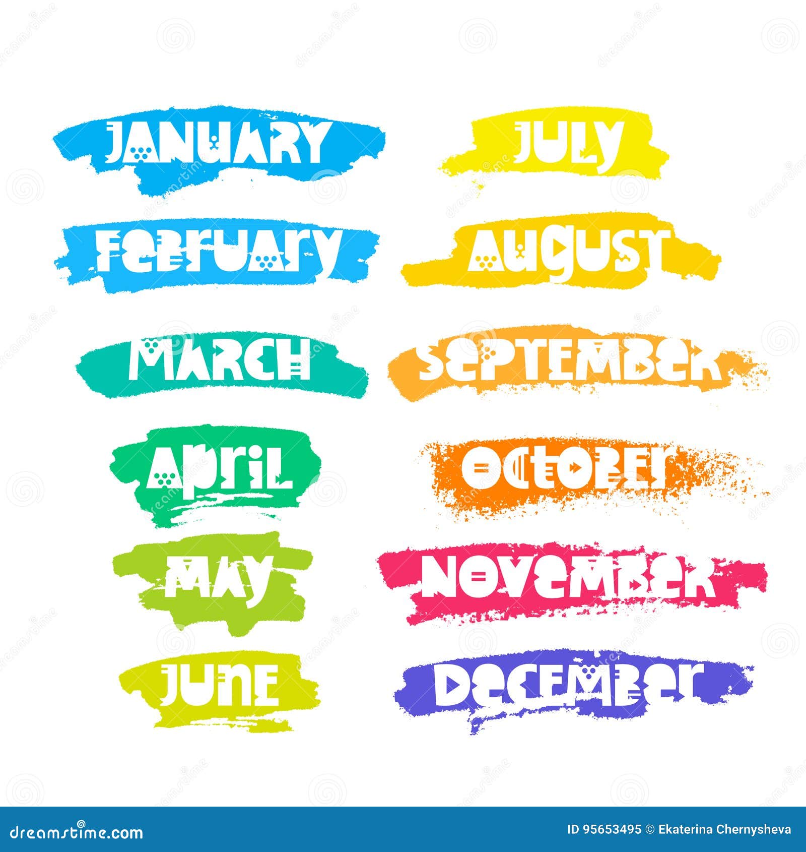 Months of the Year. Lettering Stock Vector - Illustration of june ...
