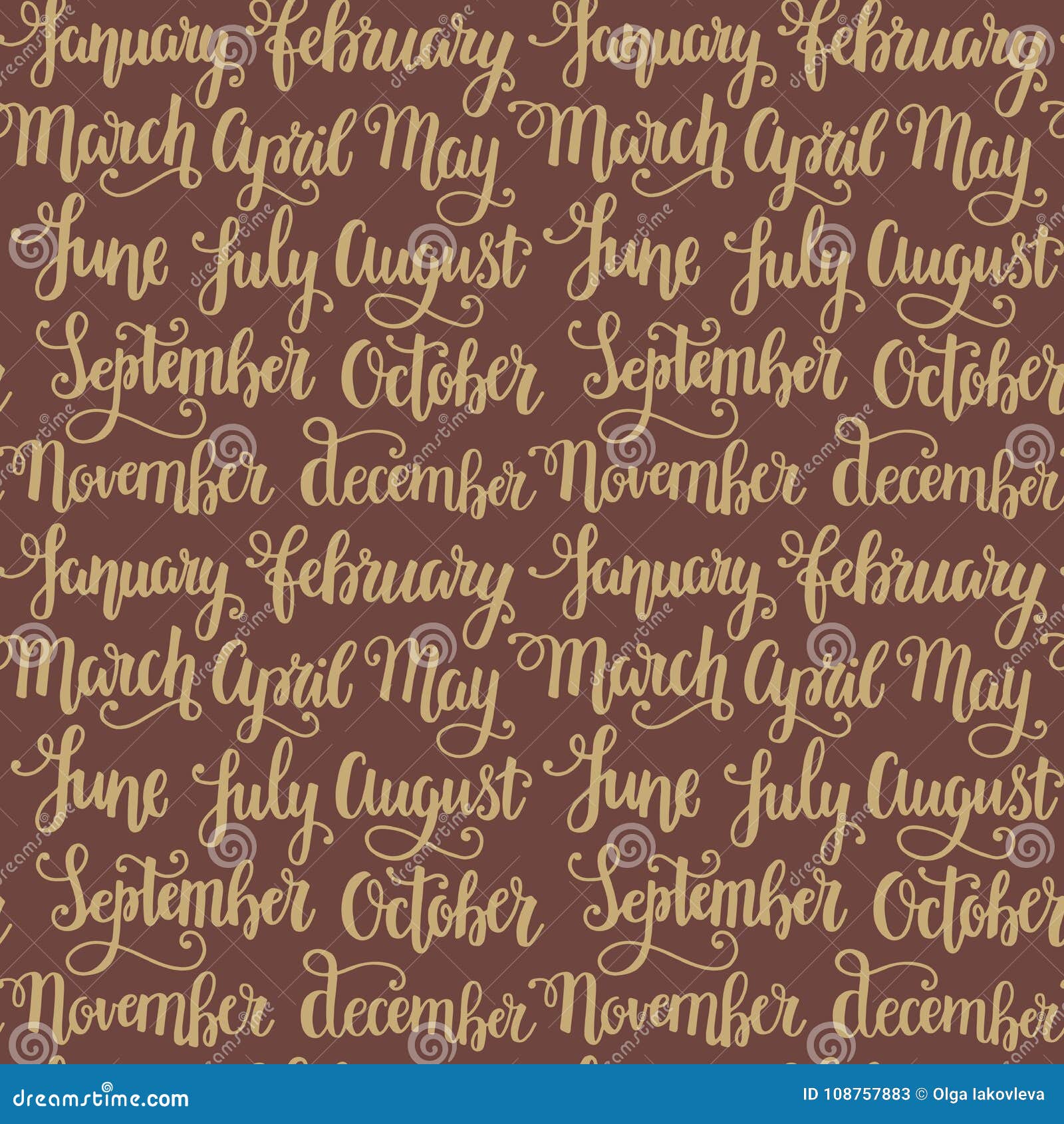 Months of the Year Seamless Vector Pattern Stock Vector - Illustration ...