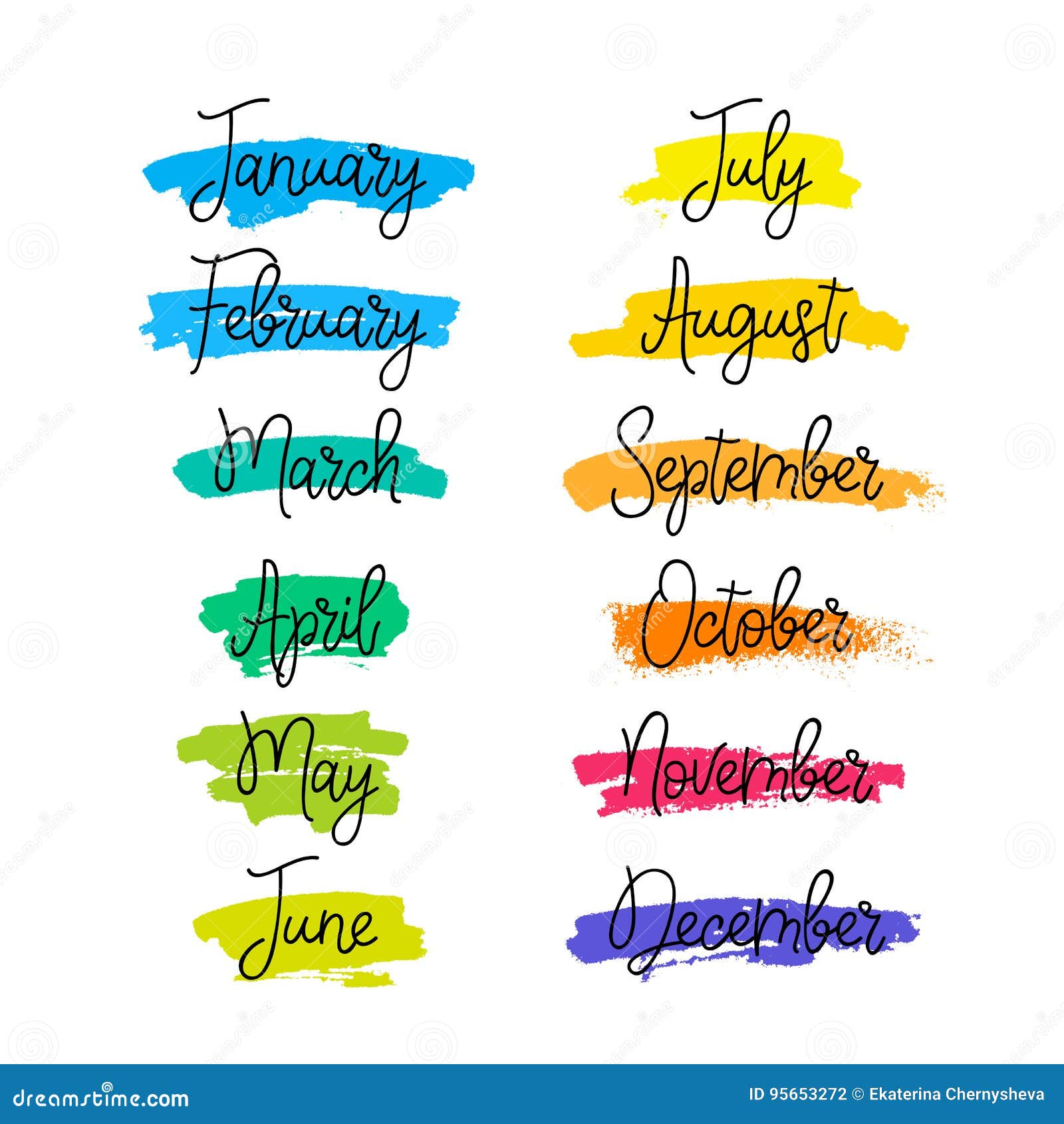 Months of the Year. Vector Calligraphy Stock Vector - Illustration of ...