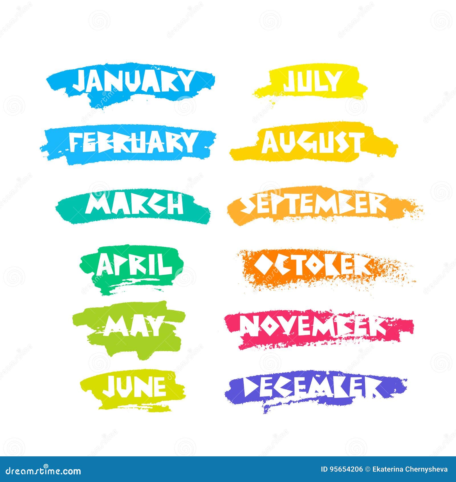 Months of the Year. Vector Lettering Stock Vector - Illustration of ...