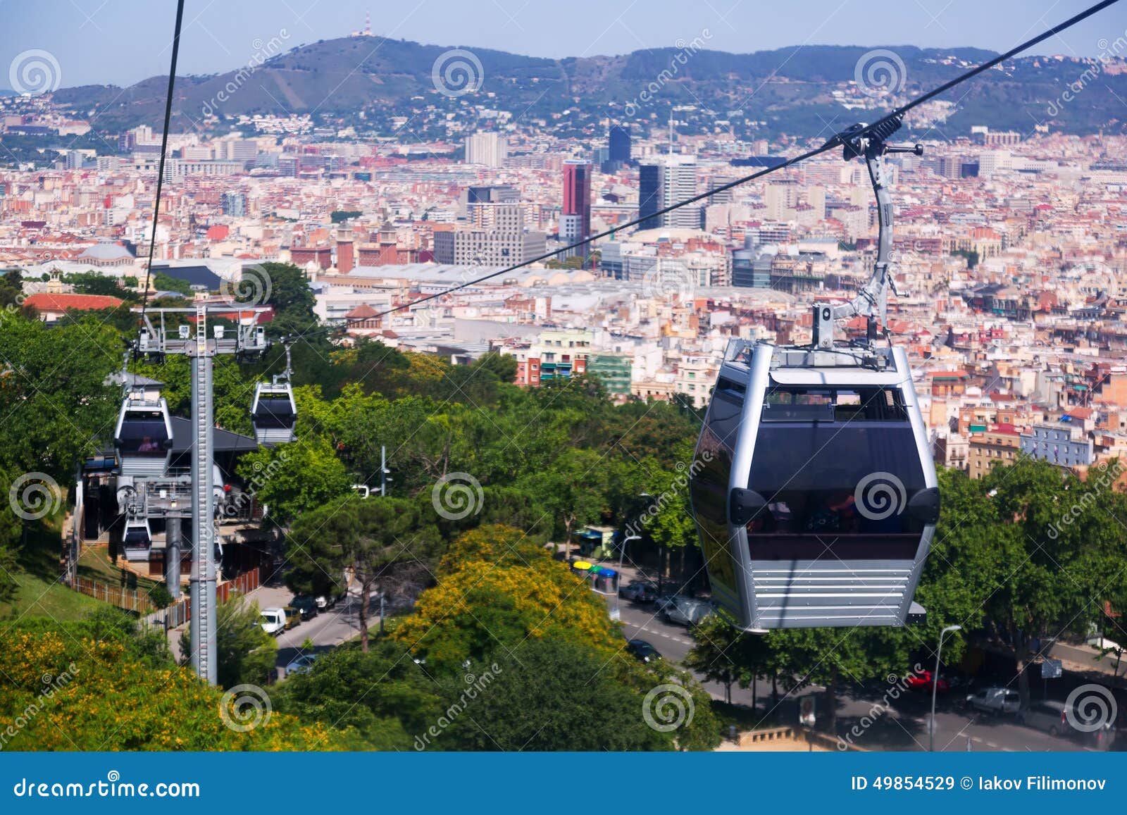 Montjuic Cable Car in Barcelona Stock Image - Image of hill, mount ...