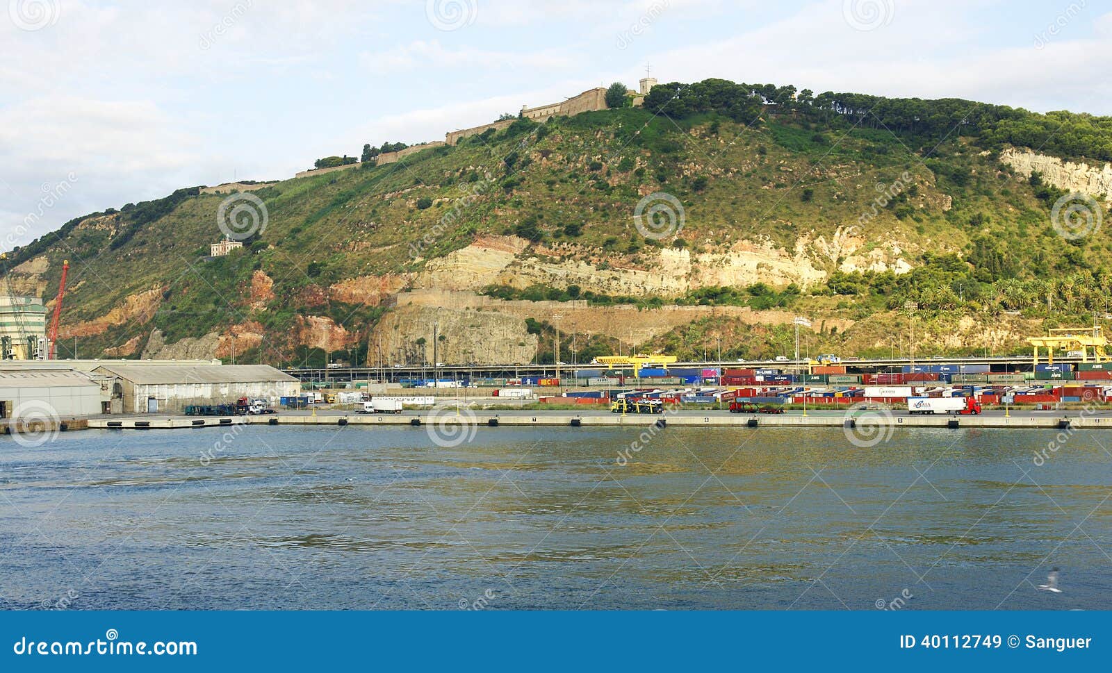 Montjuic Castle Mountain and Docks Editorial Stock Image - Image of ...