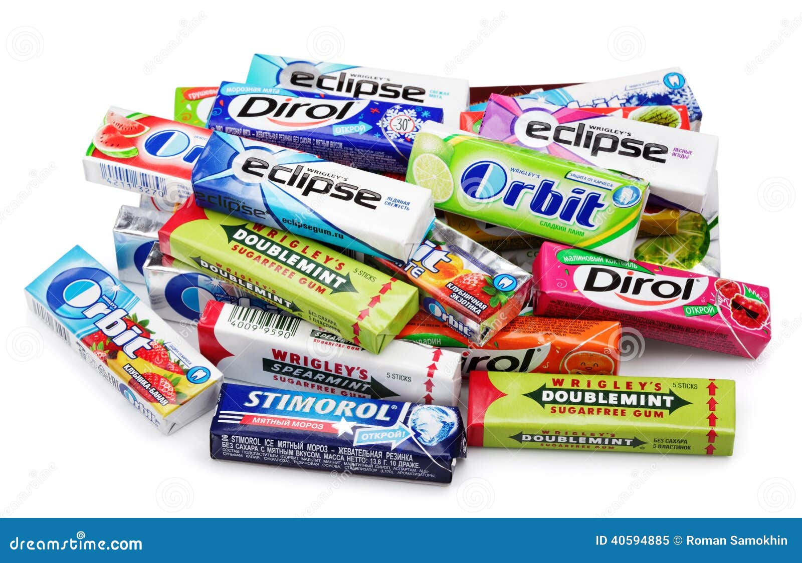 Montón De La Diversa Masticación O Del Chicle De La Marca Imagen ...