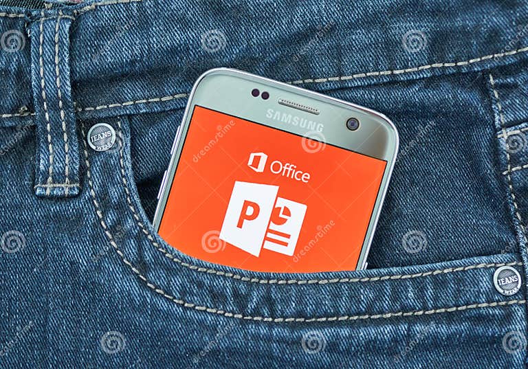 Microsoft Powerpoint Mobile Application on Screen of Samsung Editorial ...