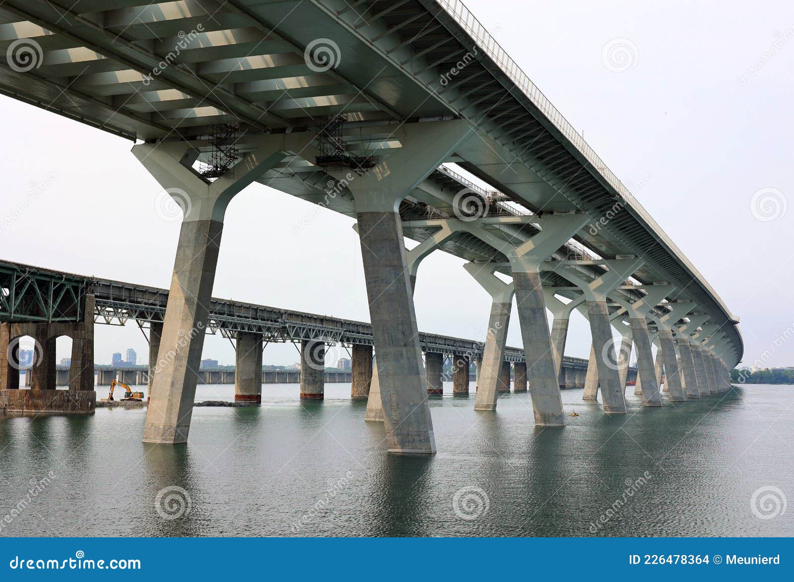 Underneath Samuel De Champlain Bridge Stock Photo - Image of clouds ...