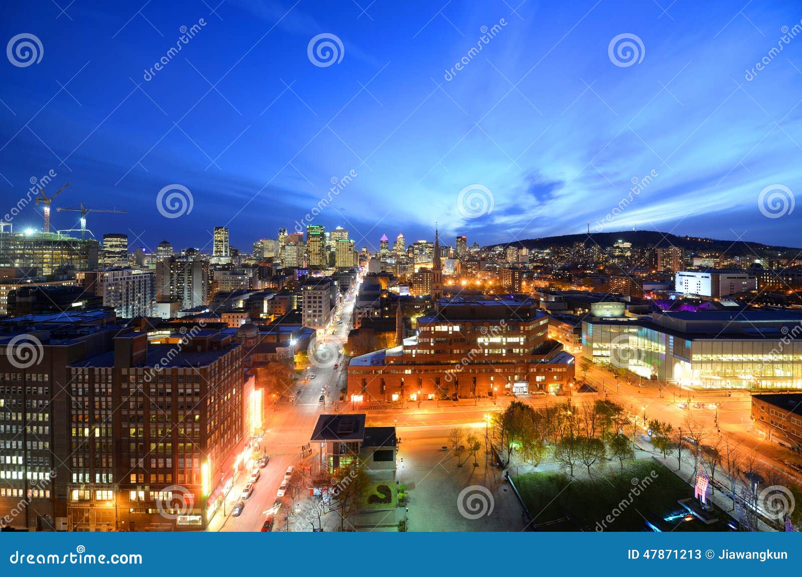 Montreal City Skyline at Sunset, Quebec, Canada Stock Image - Image of ...