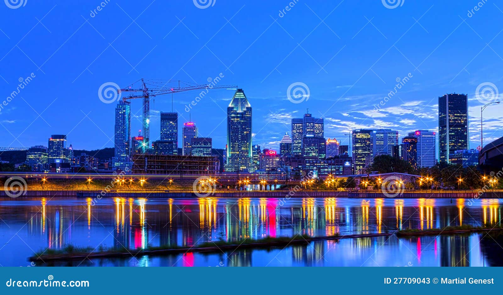 Montreal by night editorial stock photo. Image of reflection - 27709043