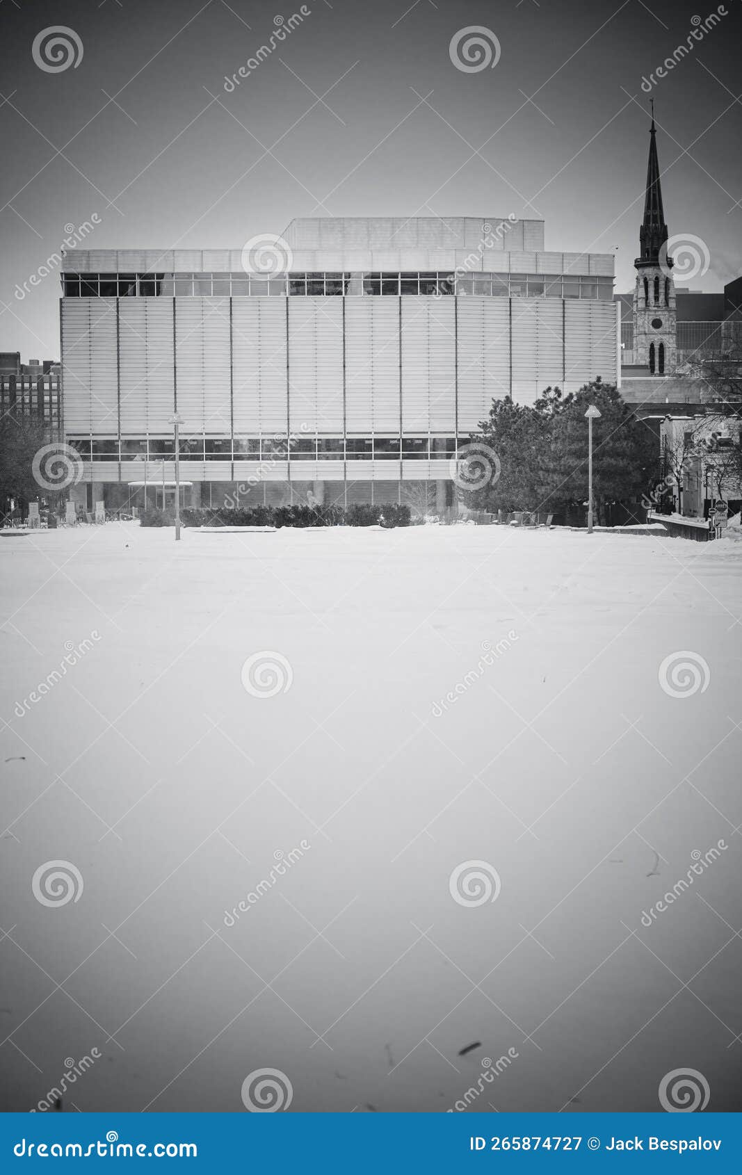 Montreal Public Library in Snowy Winter Stock Image - Image of tree ...
