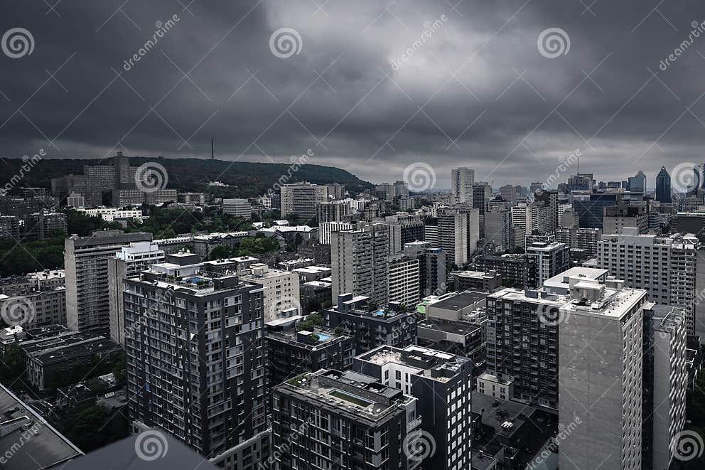 Montreal Rooftop View of the Downtown Stock Image - Image of panorama ...