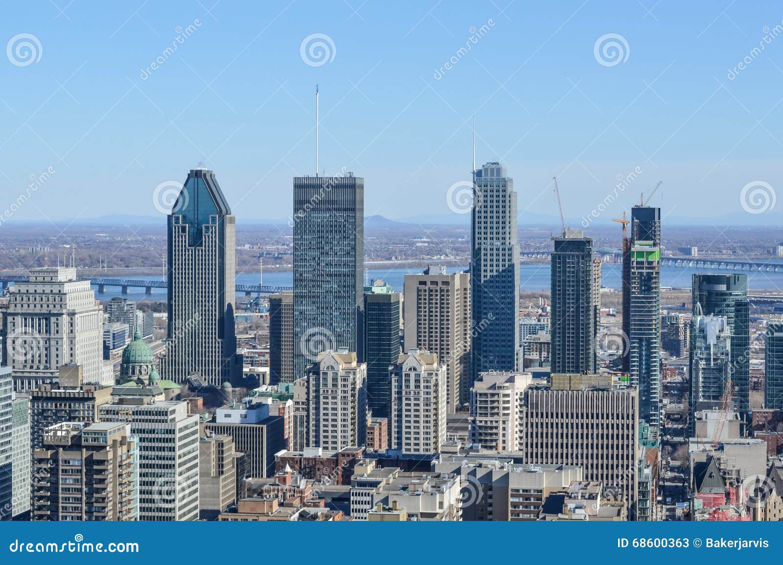 Montreal Skyline in spring stock image. Image of avenue - 68600363