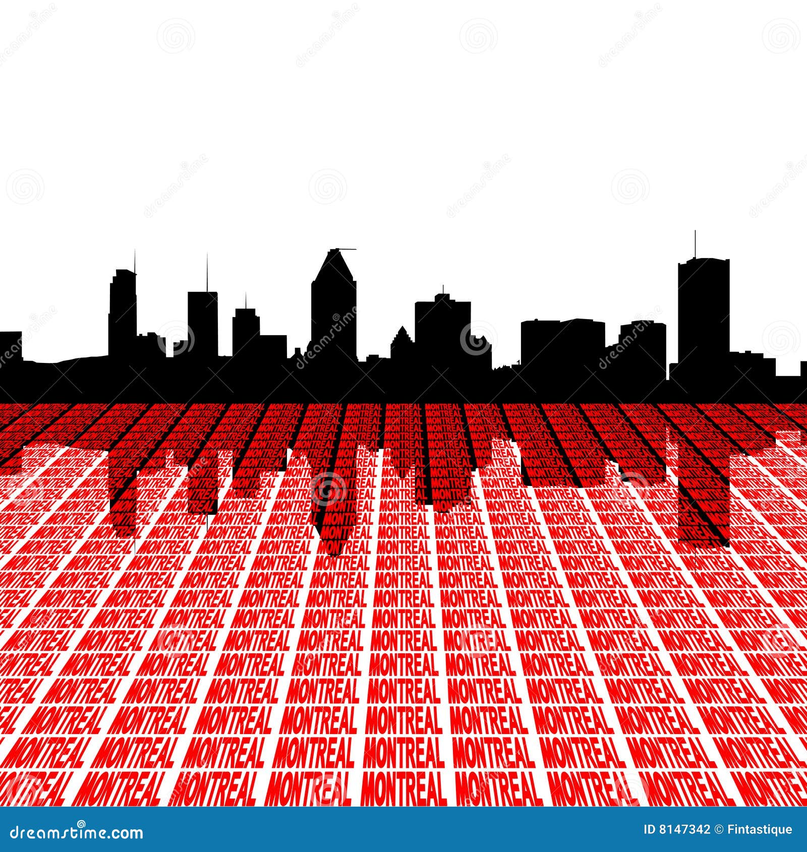 Montreal skyline with text stock vector. Illustration of reflected ...