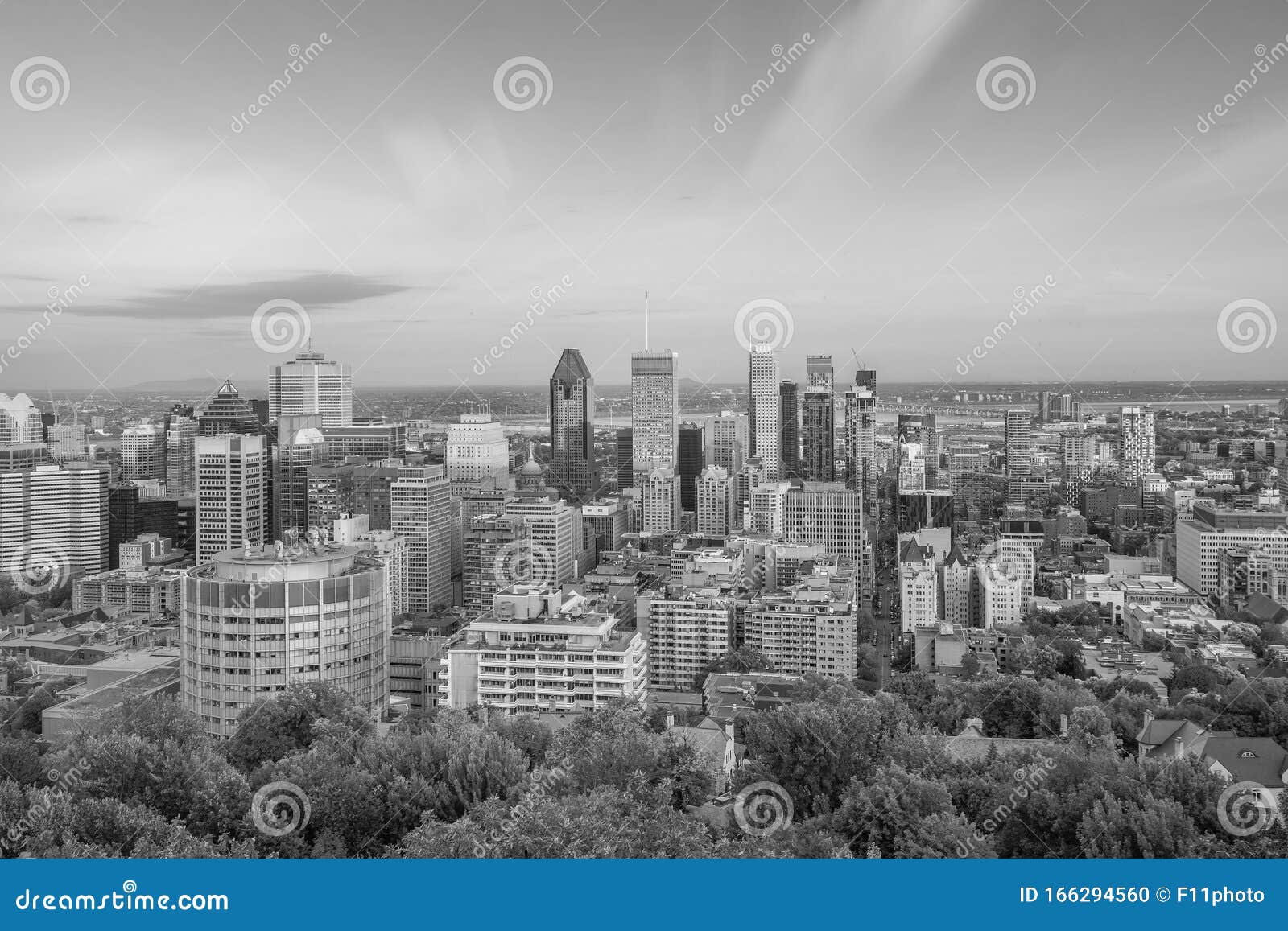 Montreal from Top View at Sunset in Canada Stock Photo - Image of light ...