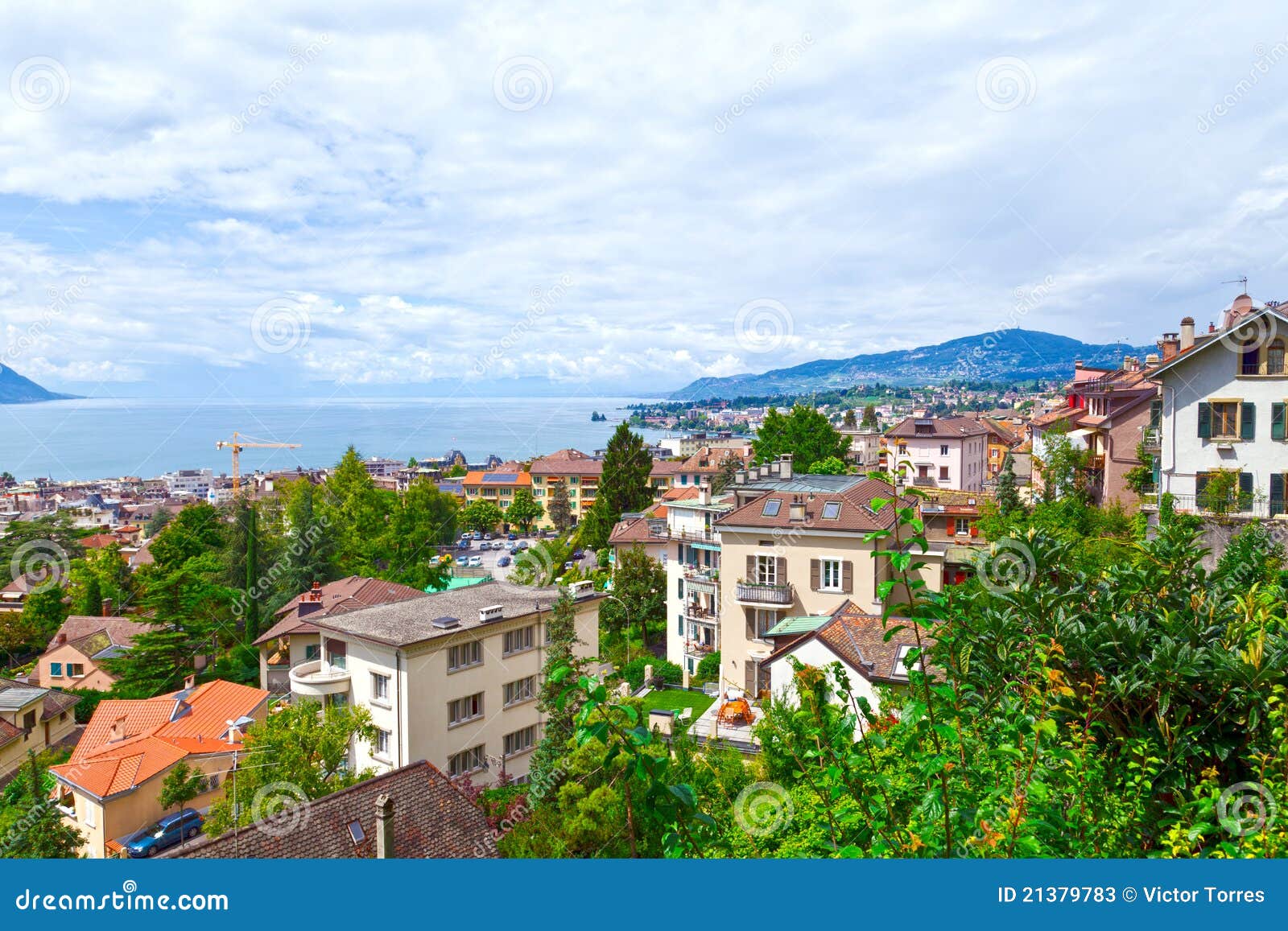 Montreux Town, Switzerland stock image. Image of mountain - 21379783