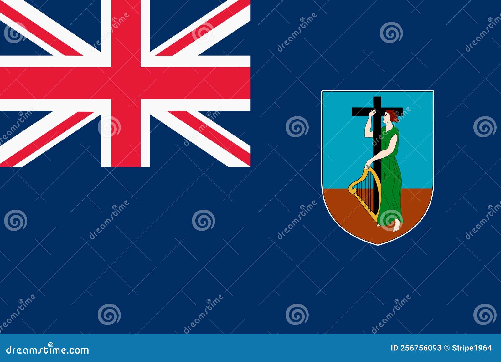 Montserrat Flag Background Illustration Blue Union Jack Crest Stock ...