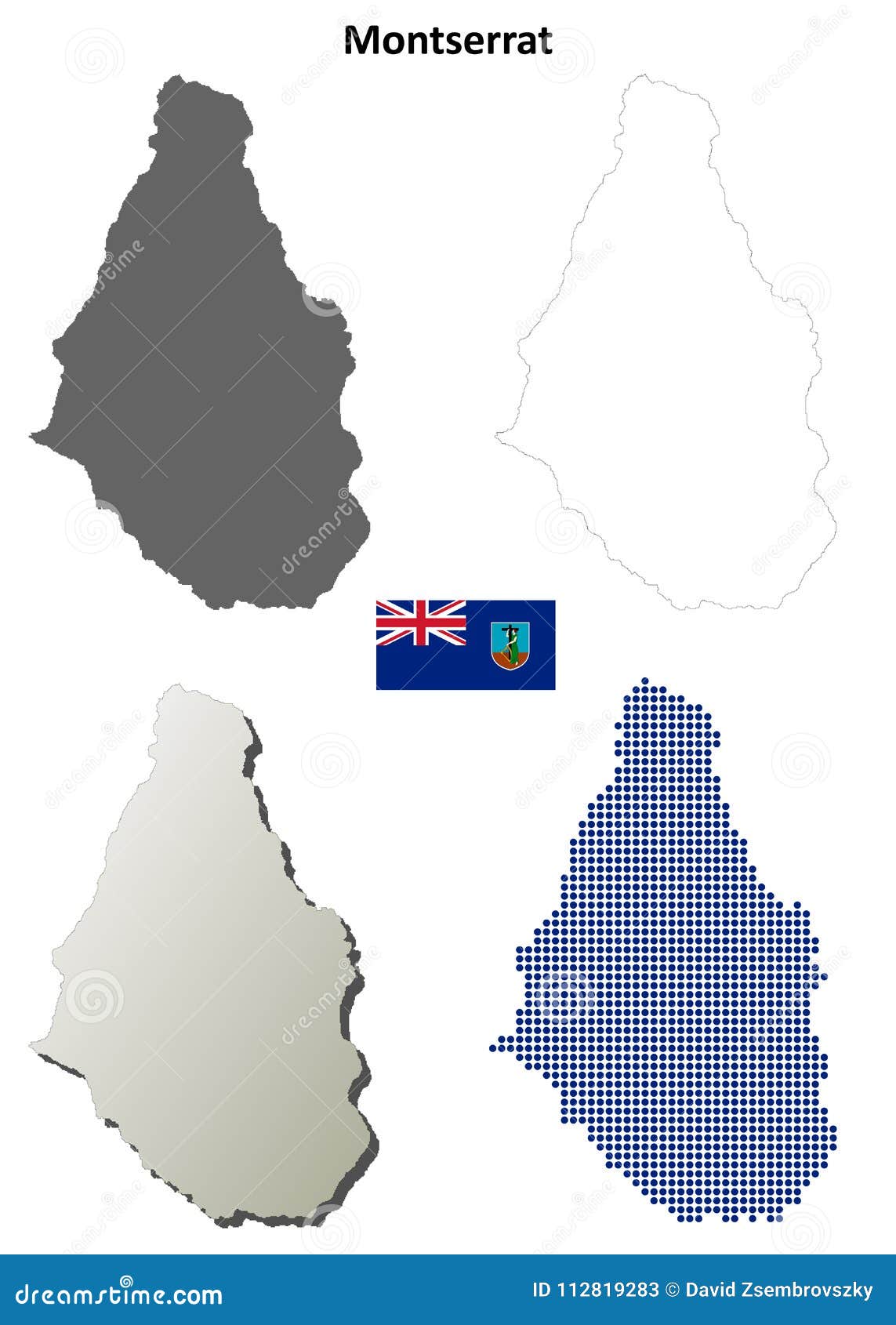 Montserrat outline map set stock vector. Illustration of contour ...