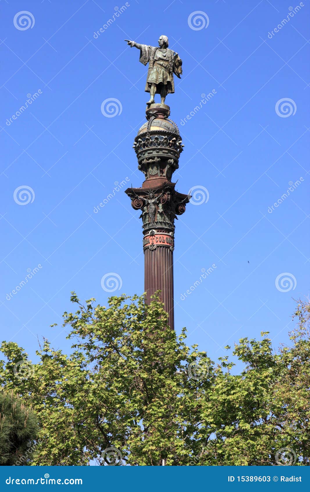 Monument behind trees stock image. Image of christopher - 15389603