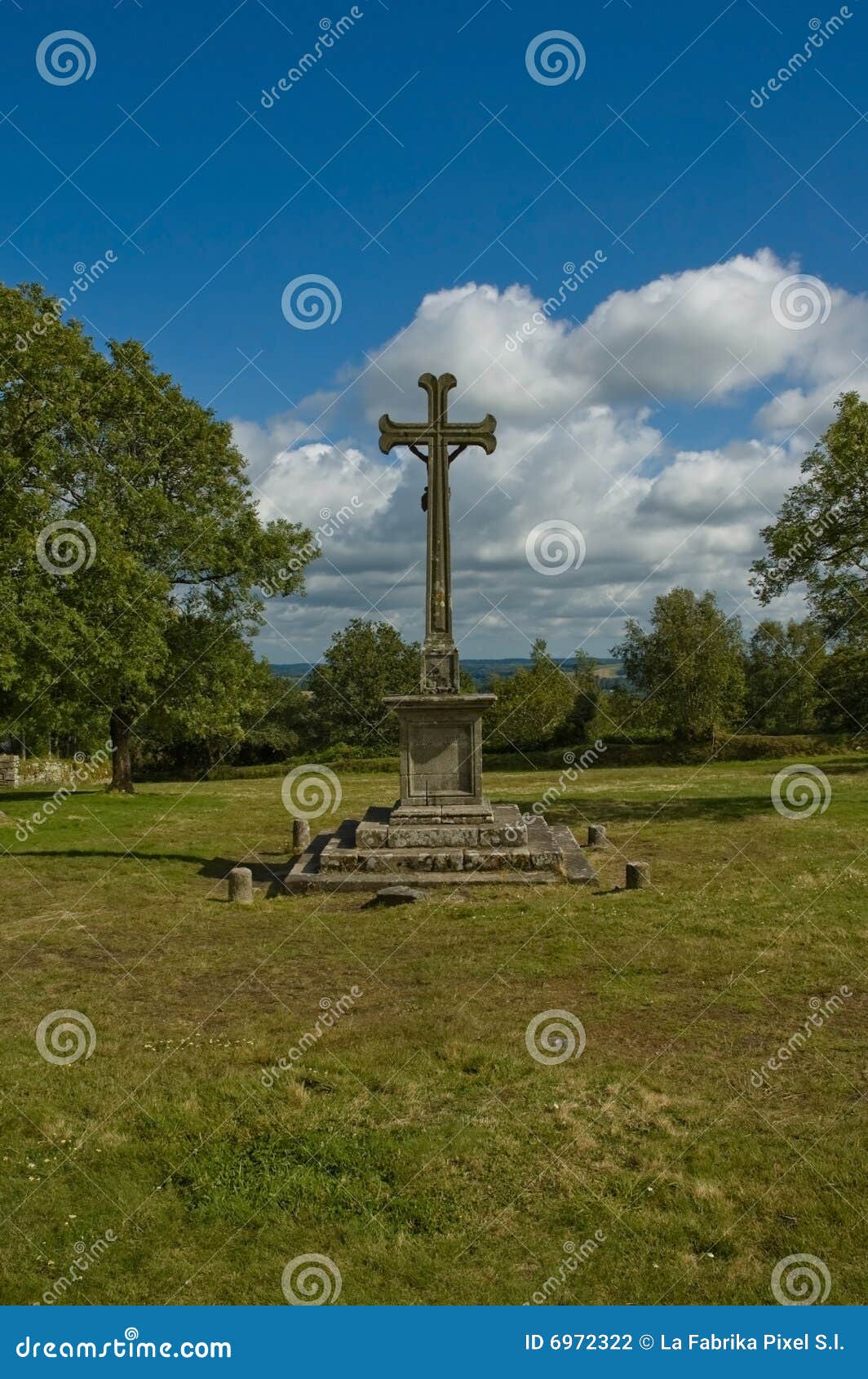 Monument with Crucifix in the Countryside Stock Photo - Image of icon ...