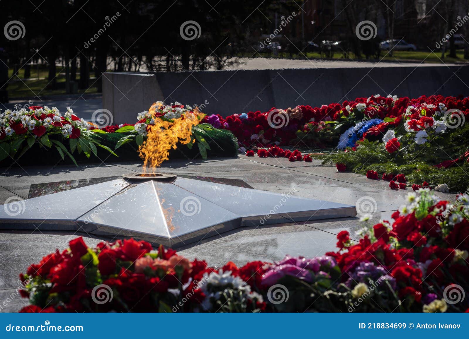 Monument - An Eternal Flame With A Blazing Flame Inside A Concrete Slab ...