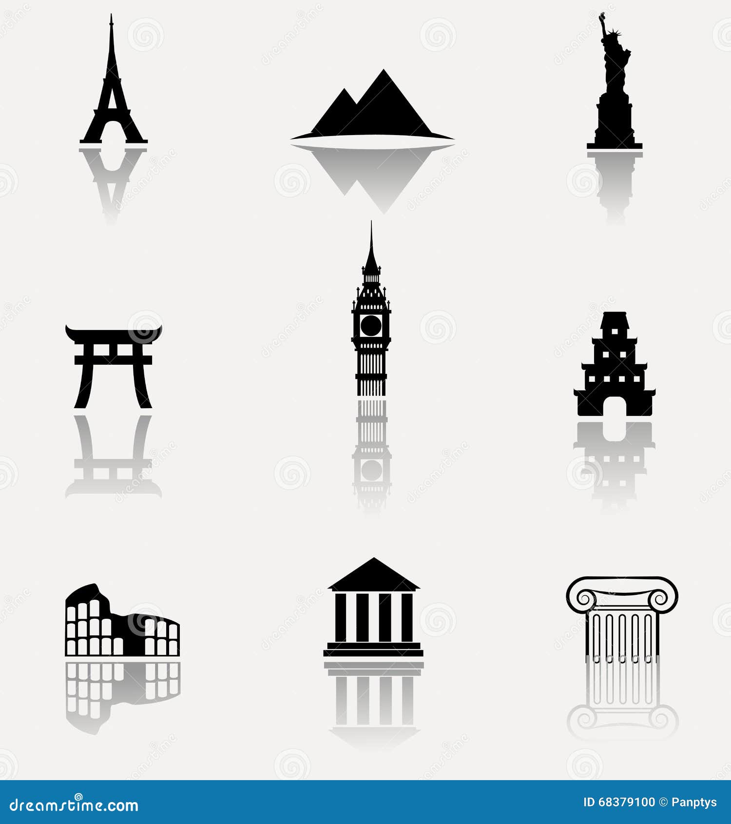 Monument icon set. stock vector. Illustration of city - 68379100