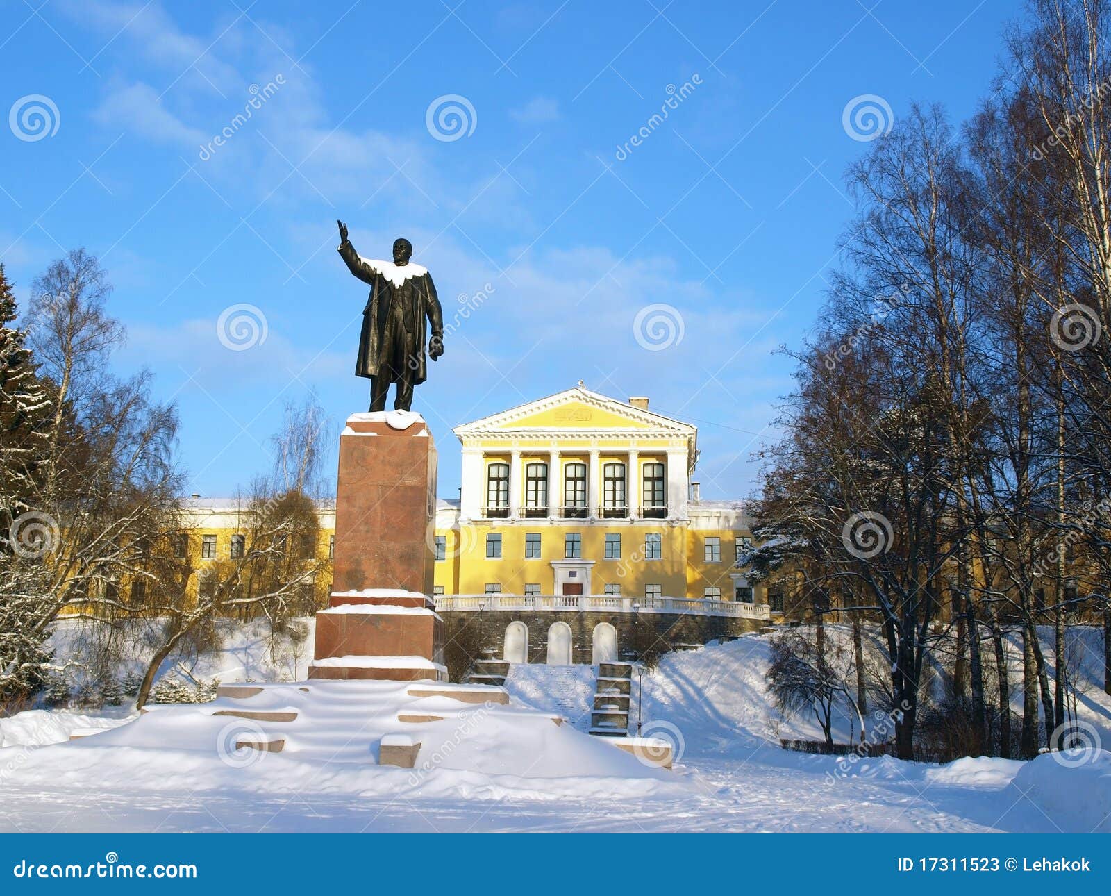 Monument for Lenin with Luxury School Background Stock Image - Image of ...