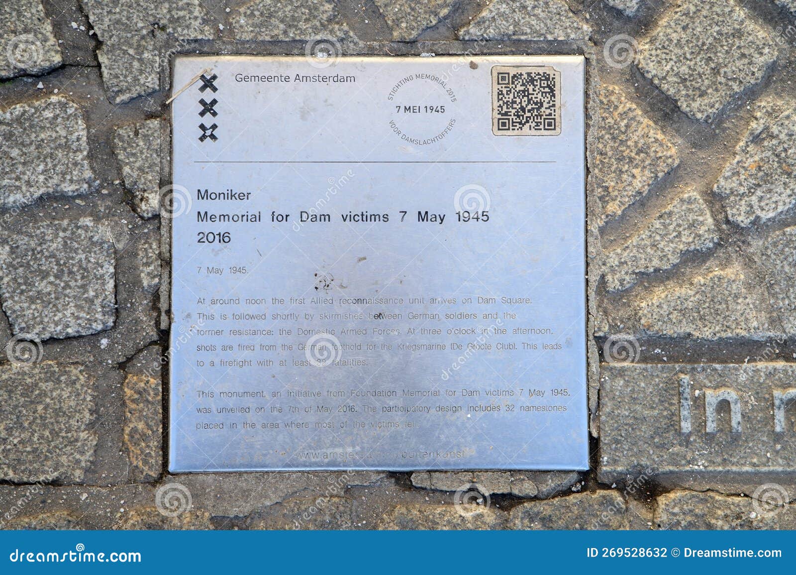 Monument Memorial for Dam Victims at 7 May 1945 at Amsterdam the ...
