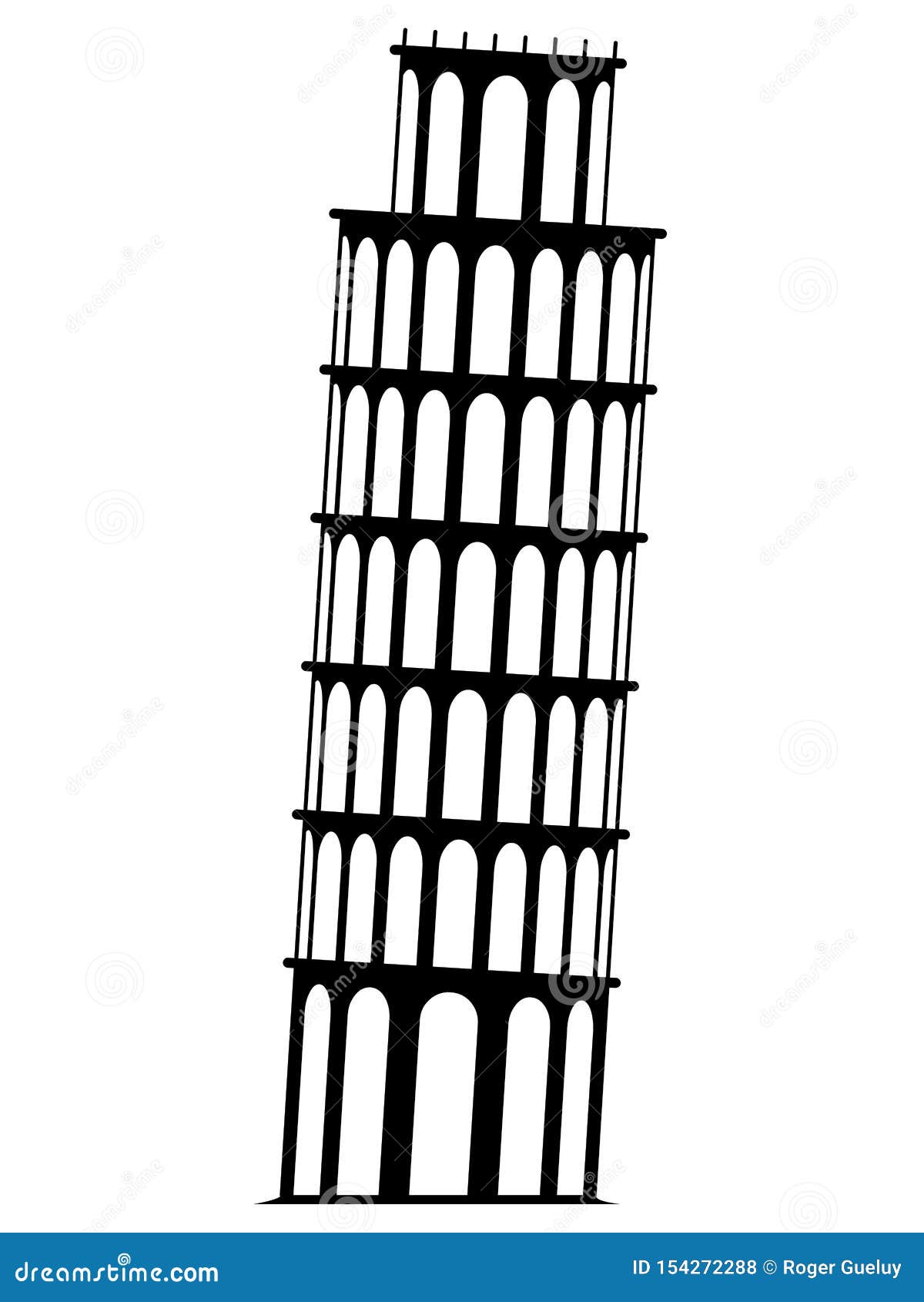 Monument Pisa Tower Vector on White Background Stock Vector ...