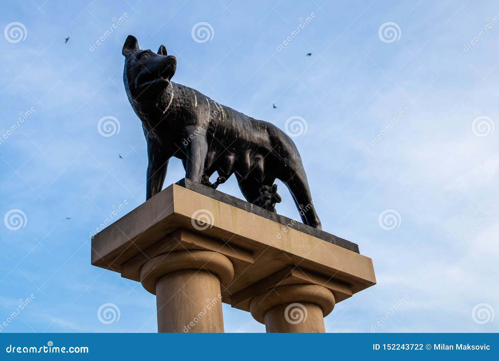 Monument of Roman Wolf with Romulus and Remus on a Square Editorial ...