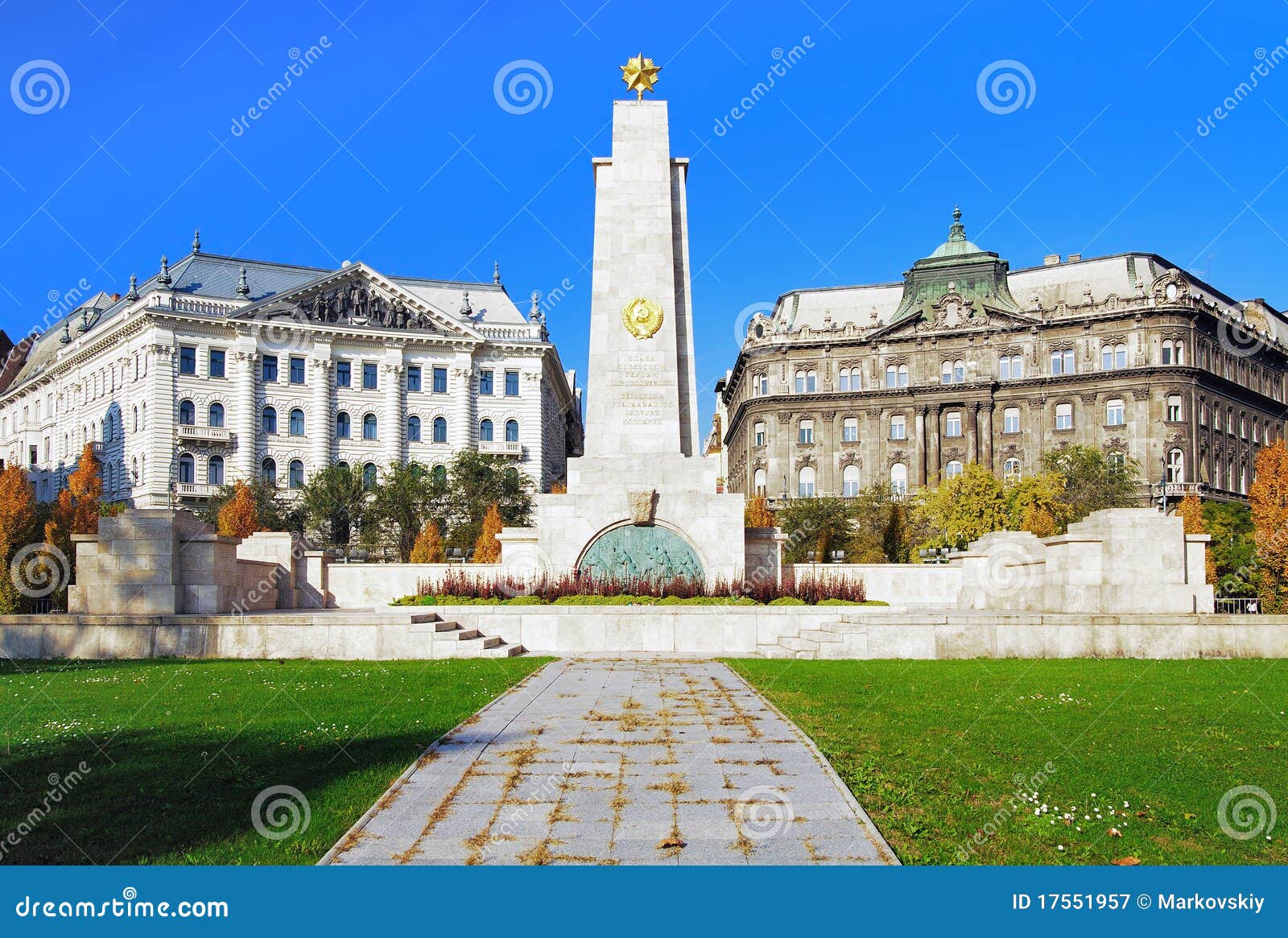 Monument on Square of Freedom in Budapest Stock Image - Image of light ...