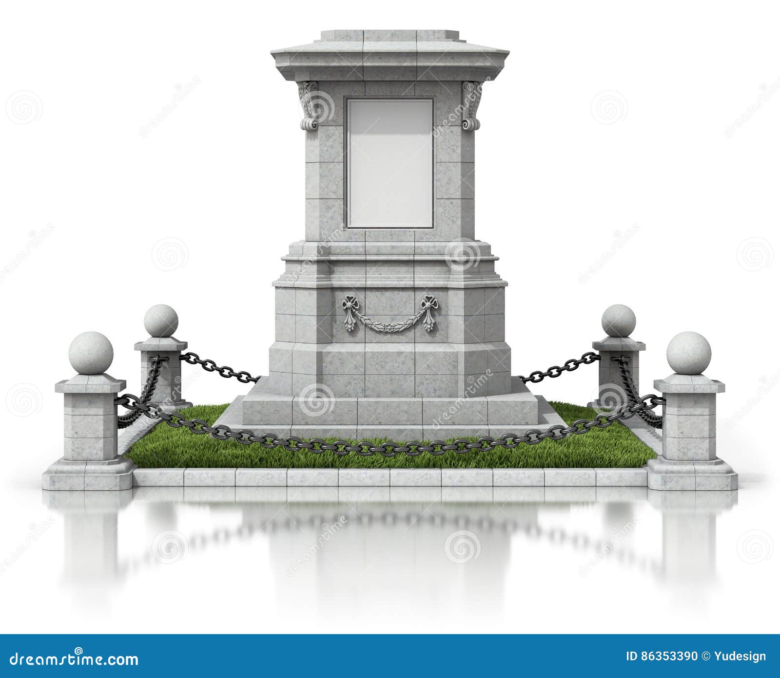 Monument Stand with Black Chain Fence Stock Illustration - Illustration ...