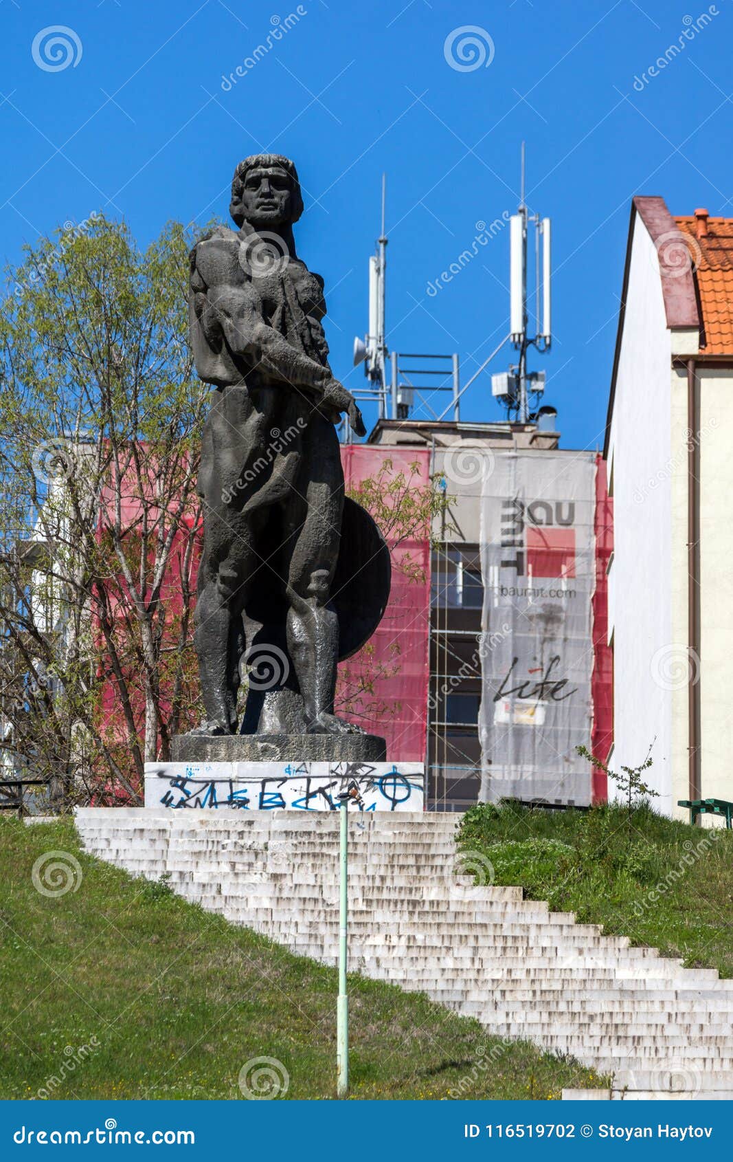 Monument and the Statue of Spartacus in Town of Sandanski, Bulgaria ...