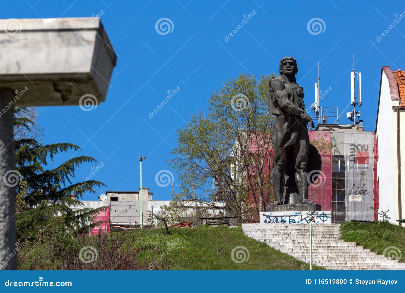Monument and the Statue of Spartacus in Town of Sandanski, Bulgaria ...