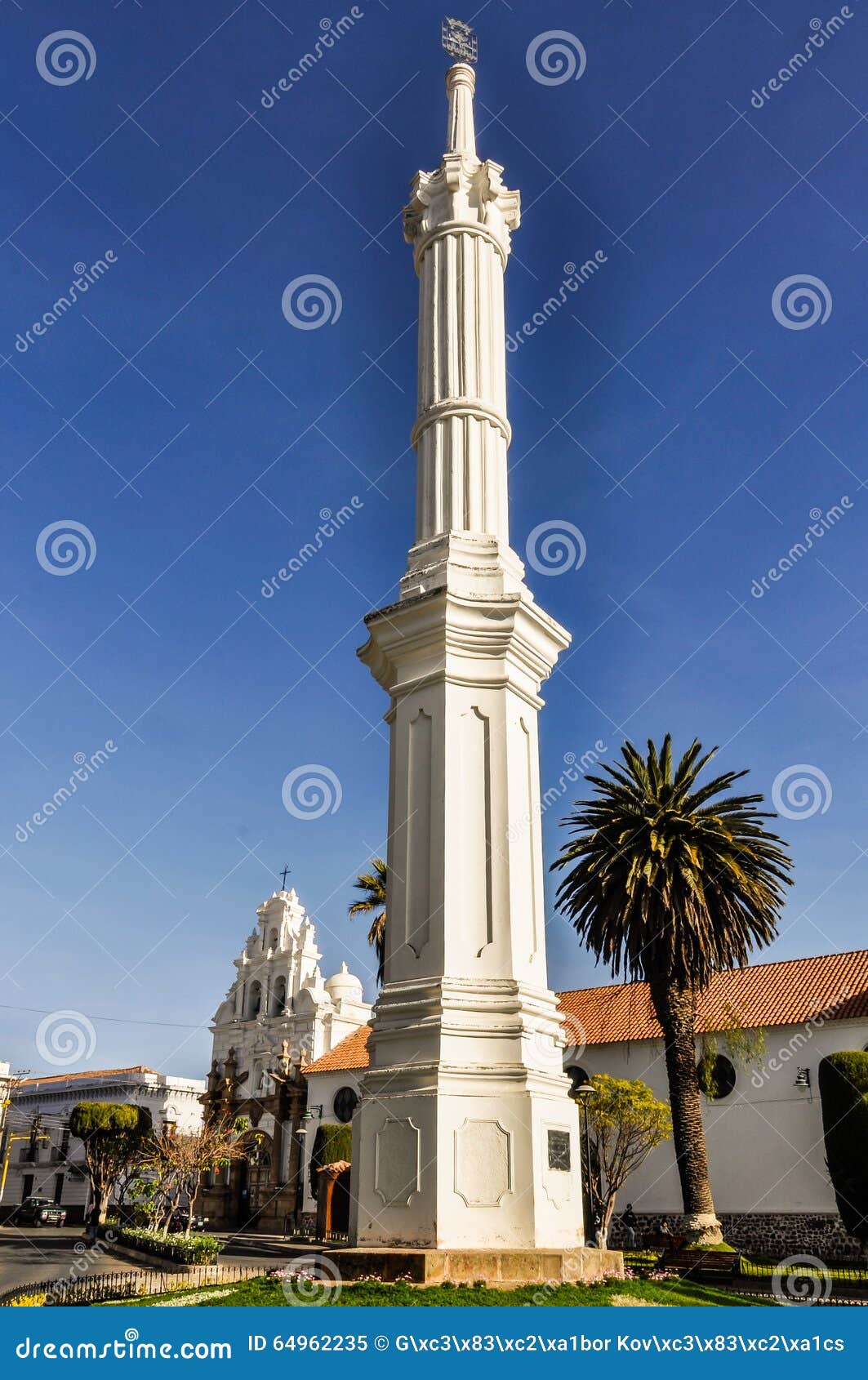 Monument in Sucre, Bolivia stock image. Image of landscape - 64962235