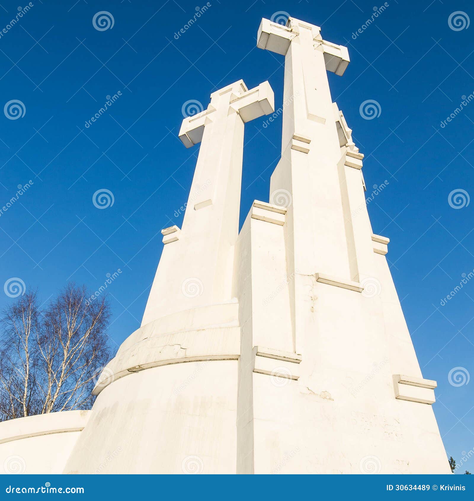 Monument of Three Crosses in Vilnius Stock Image - Image of blue ...