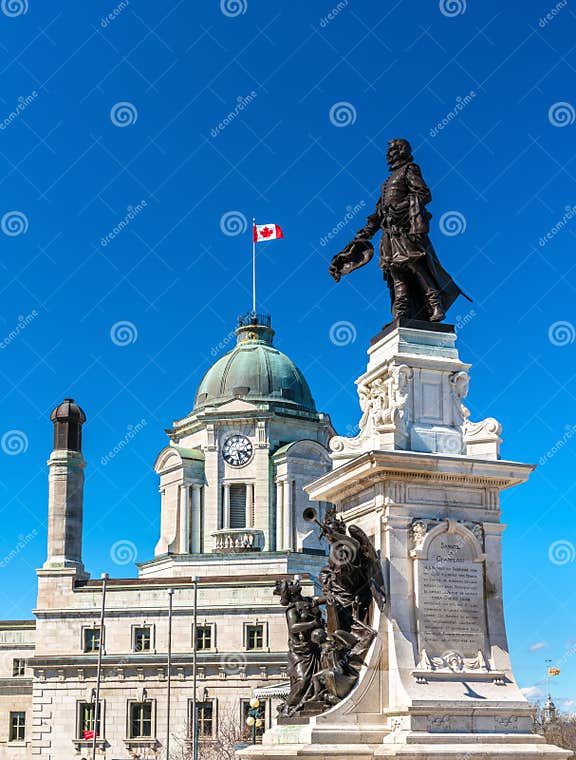 Monument To Samuel De Champlain in Quebec City, Canada Stock Image ...