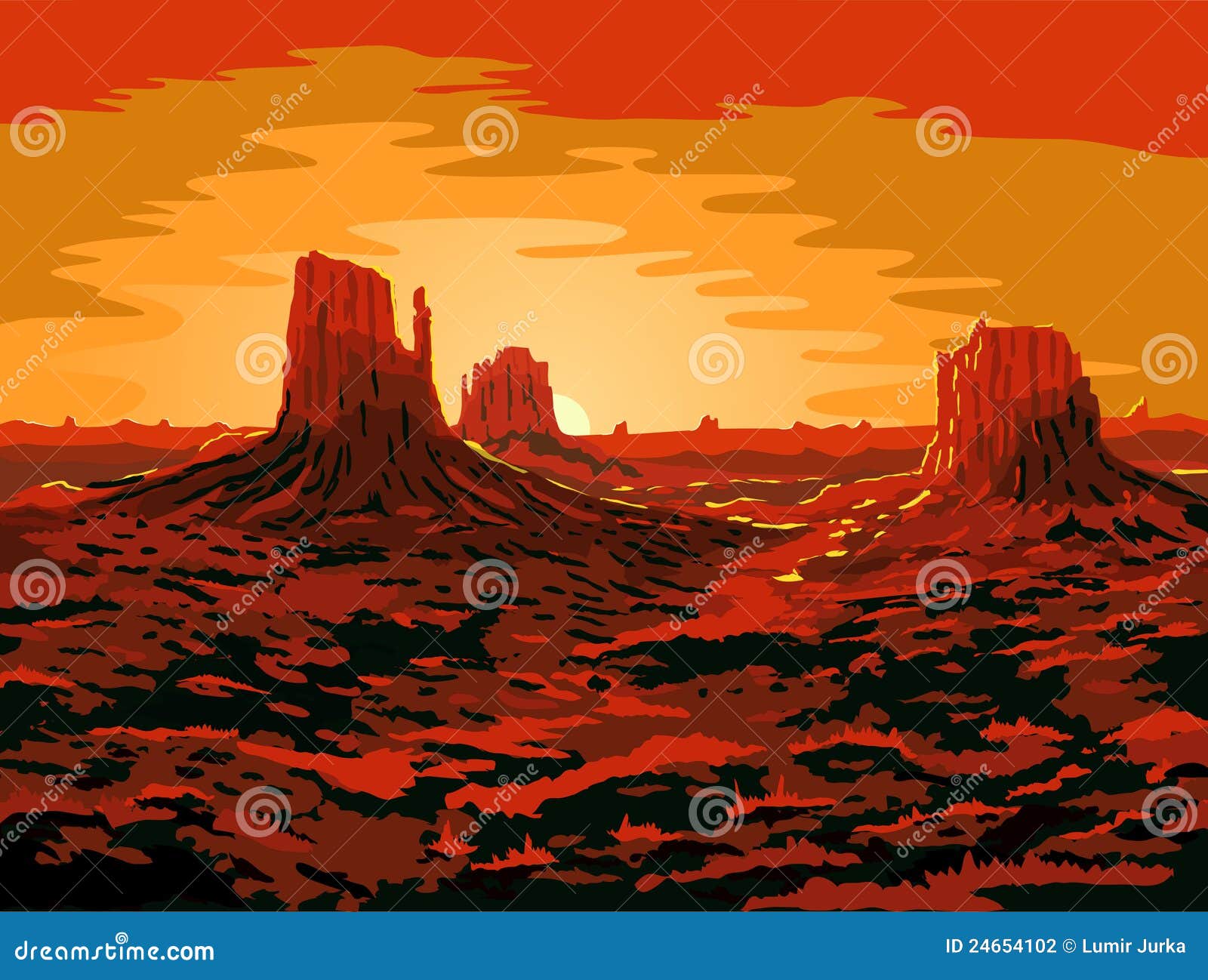 Monument Valley stock vector. Illustration of romance - 24654102
