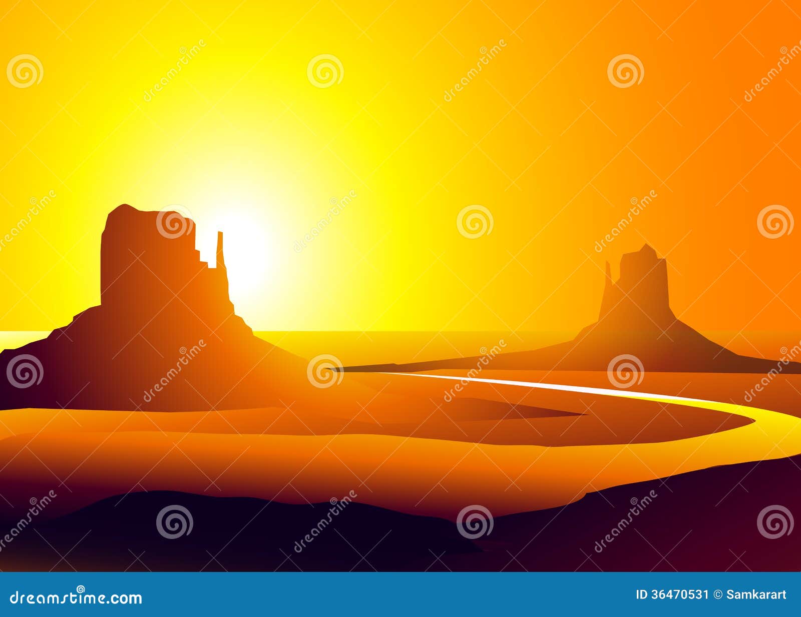 Monument Valley ( Arizona)-Vector Stock Vector - Illustration of valley ...