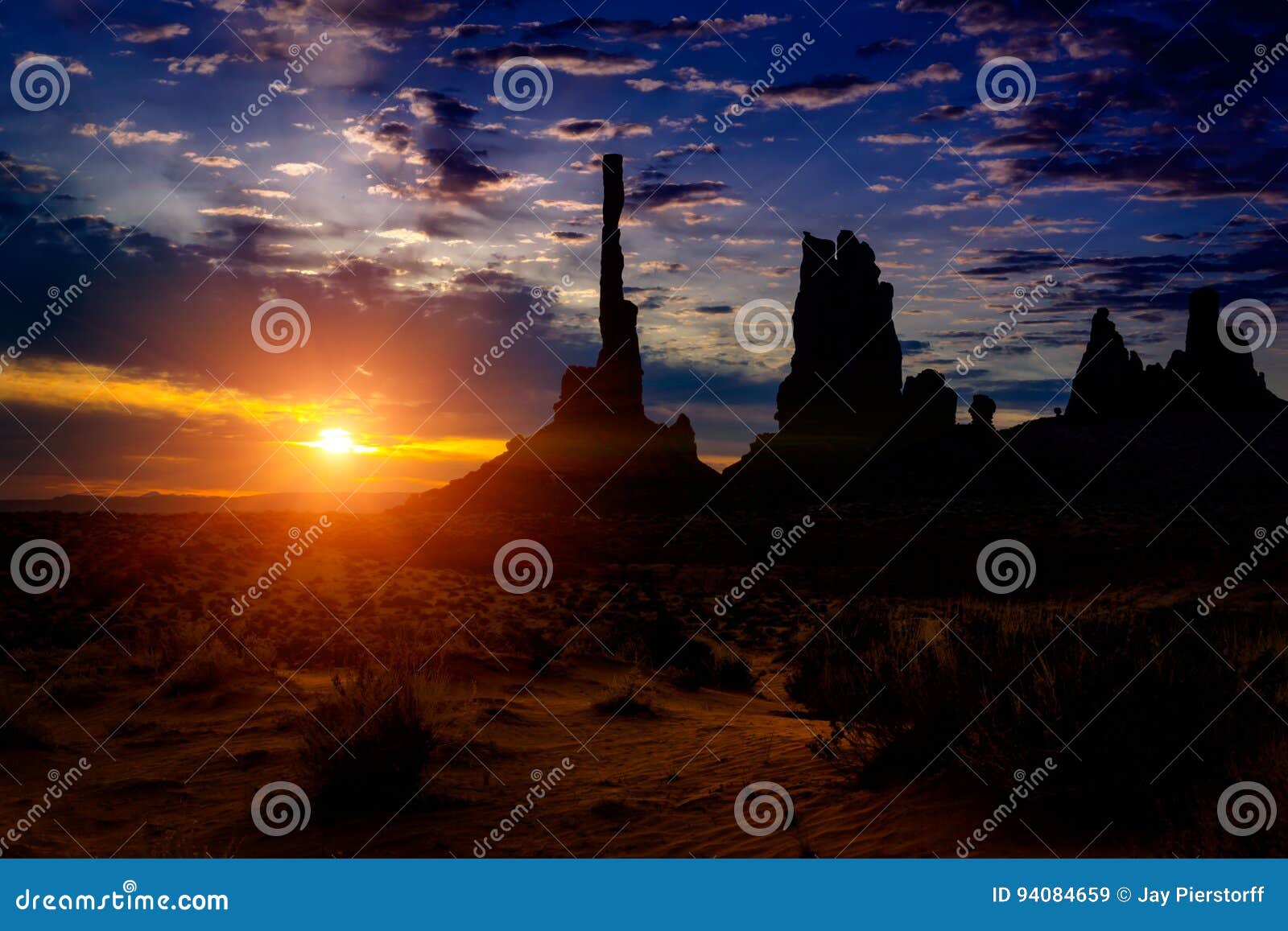 Monument Valley Landscape at Sunrise Stock Image - Image of rock ...