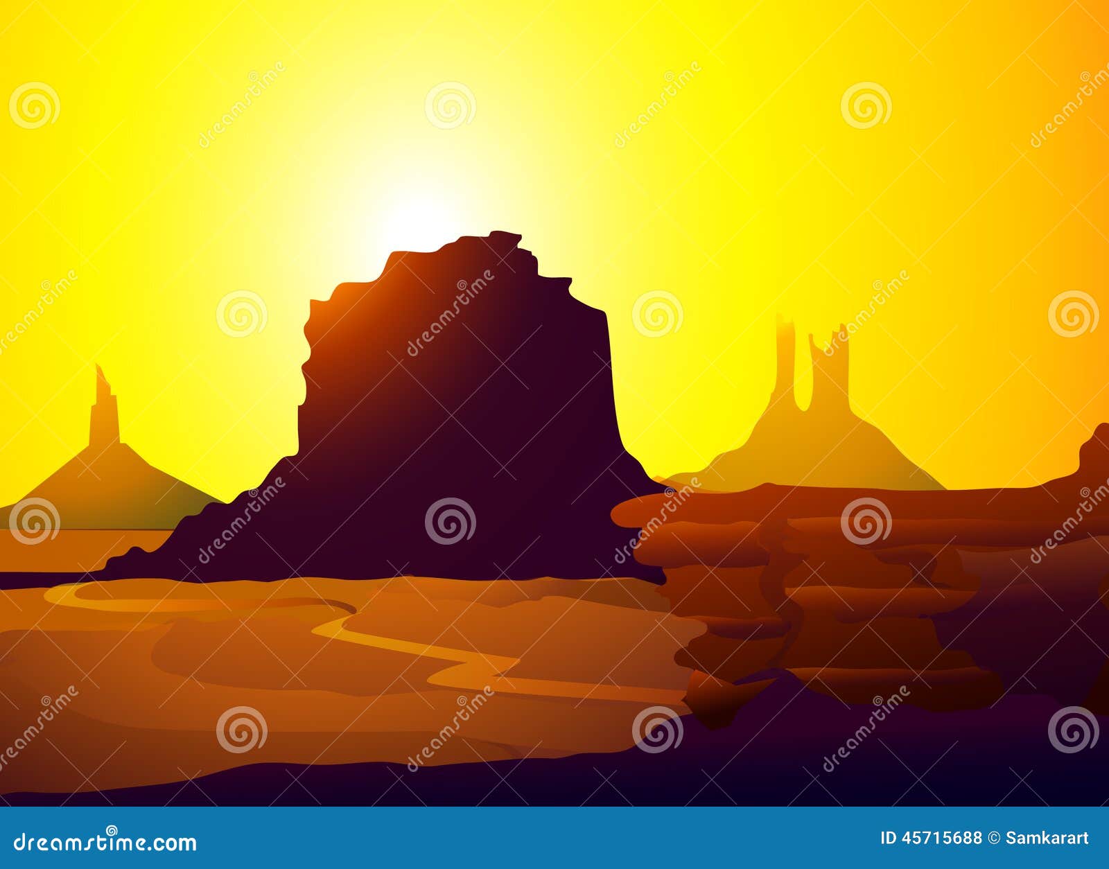 Monument Valley at Morning-Vector Stock Vector - Illustration of wild ...