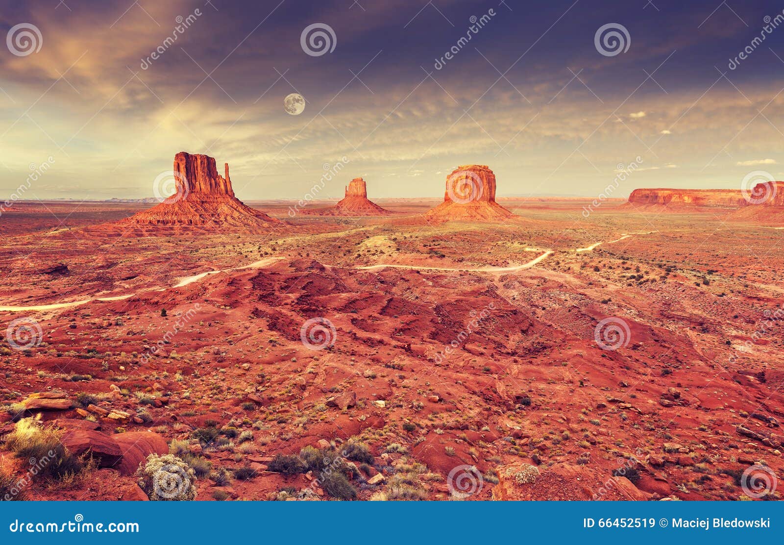 Monument Valley after Purple Sunset Stock Image - Image of full, sunset ...