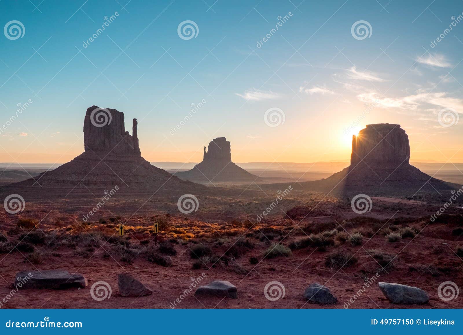 Monument Valley at sunrise stock photo. Image of monuments - 49757150