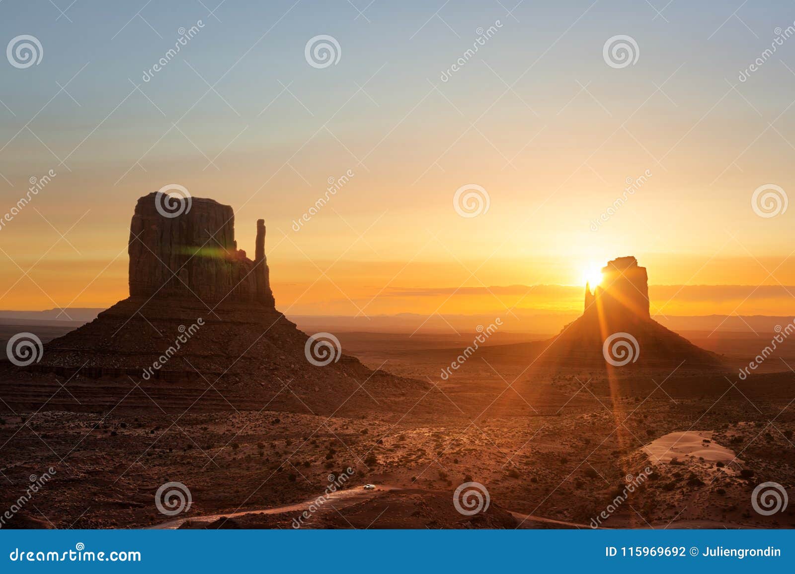 Monument Valley at sunrise stock photo. Image of rock - 115969692