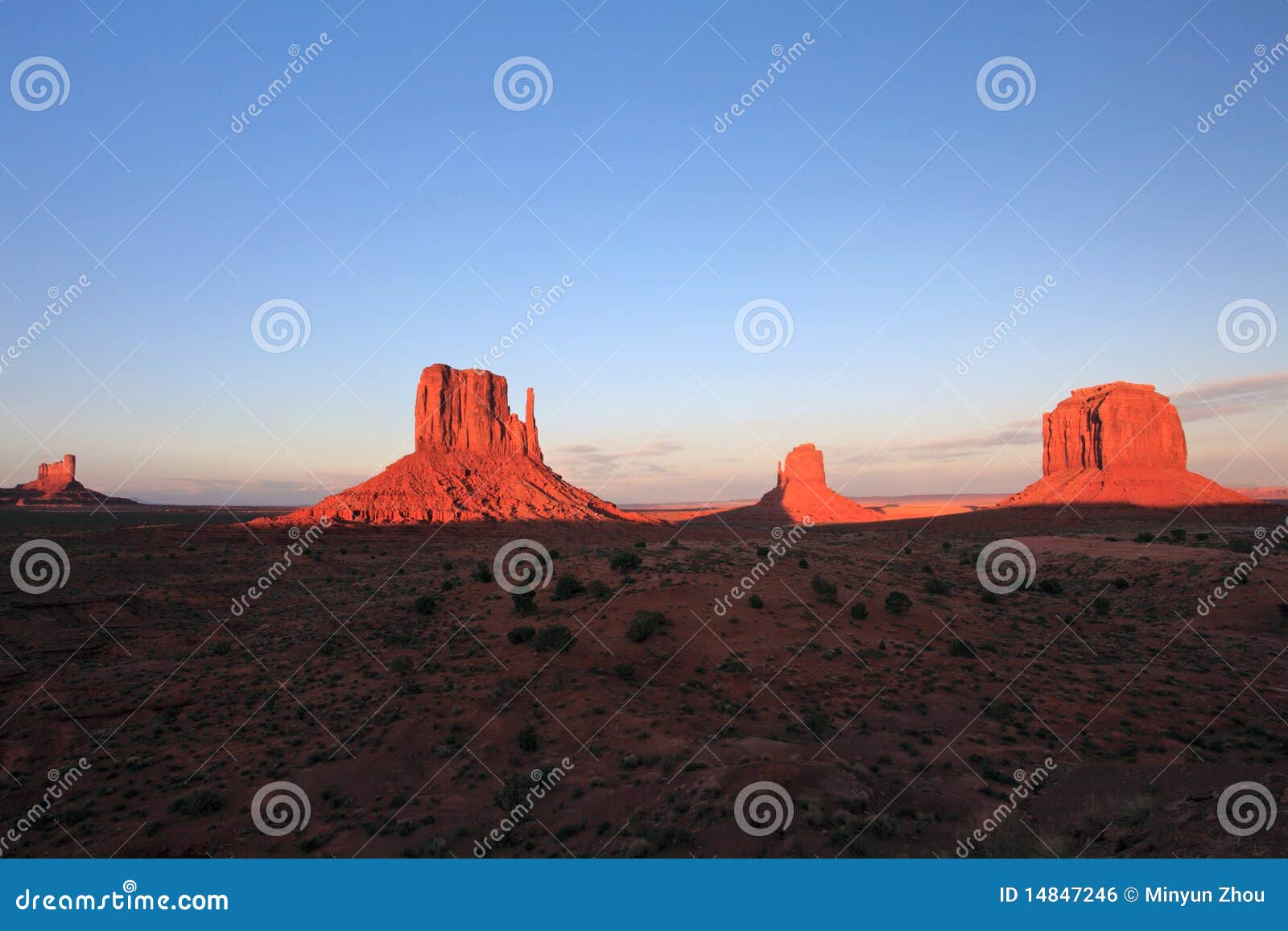 Monument valley at sunset stock photo. Image of majestic - 14847246